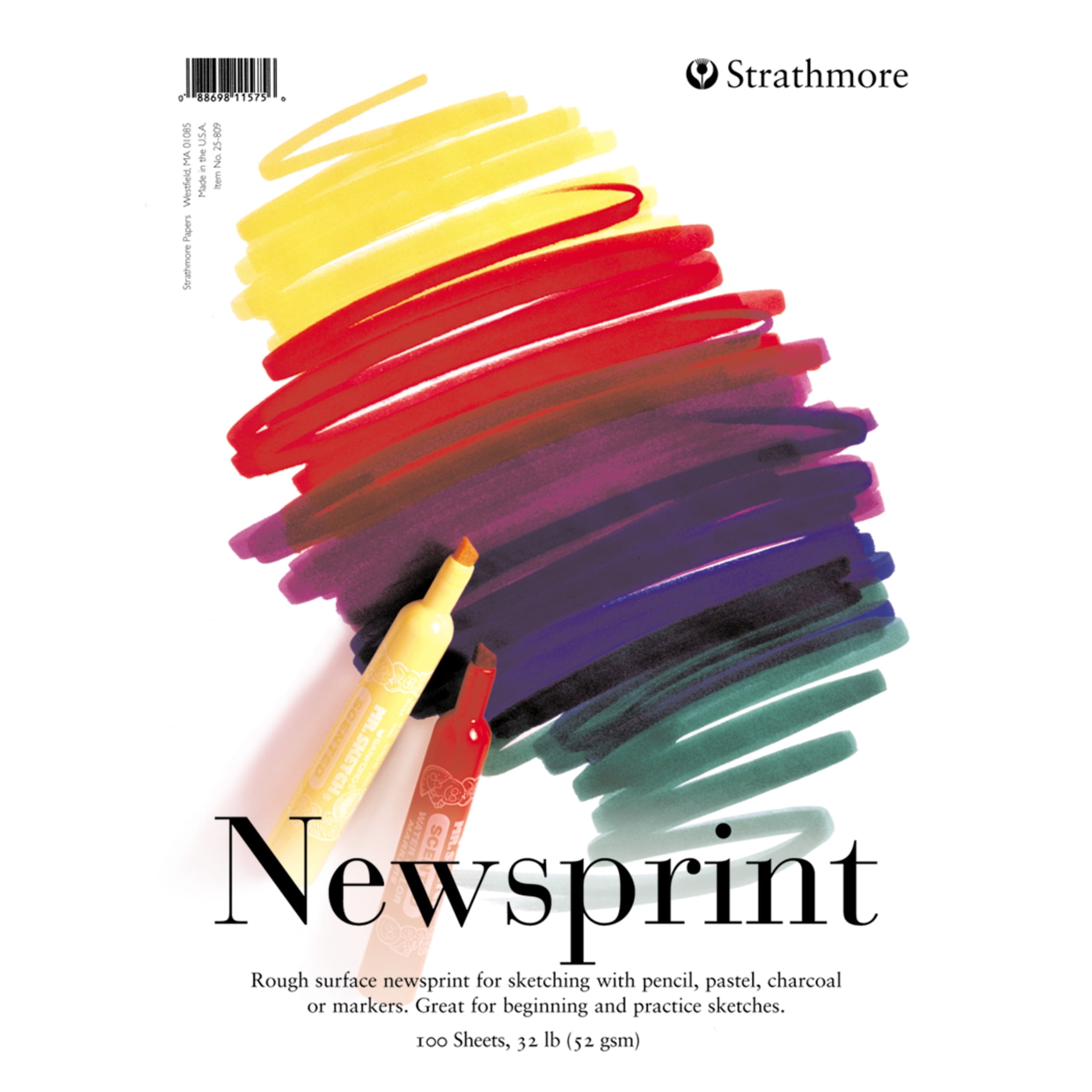 Strathmore Newsprint Paper Pad 200 Series, 18 in x 24 in, 100 Sheets ...