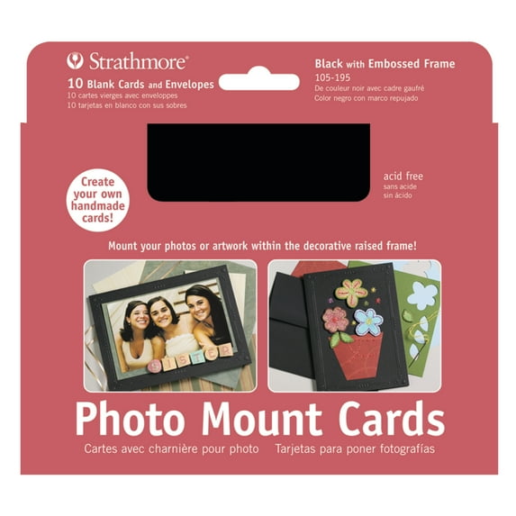 Strathmore Photo Mount Cards, 5in x 7in, Black Embossed, 10/Pkg ...