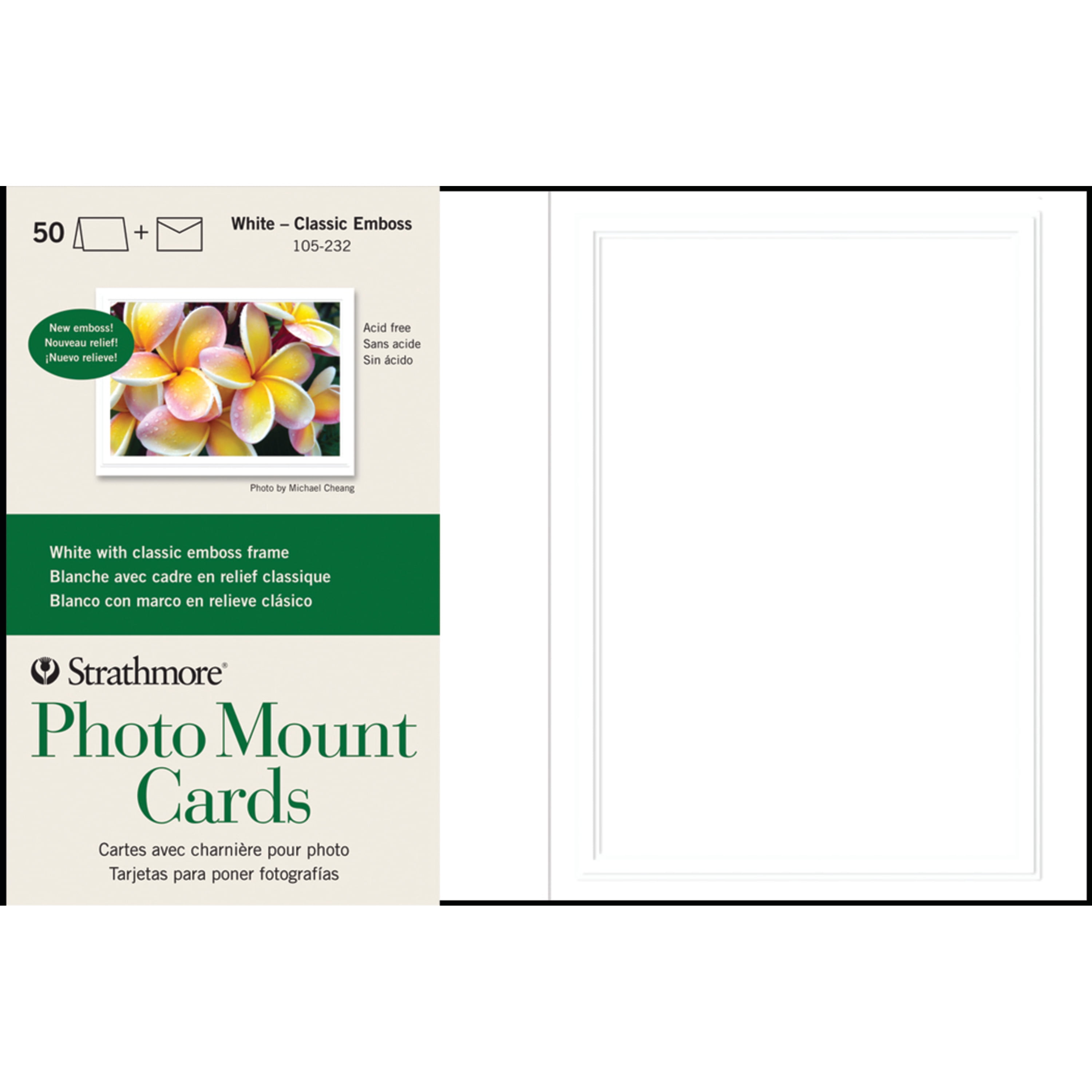 Strathmore Photo Mount Cards, 5in x 7in, White Classic Embossed, 50/Pkg ...