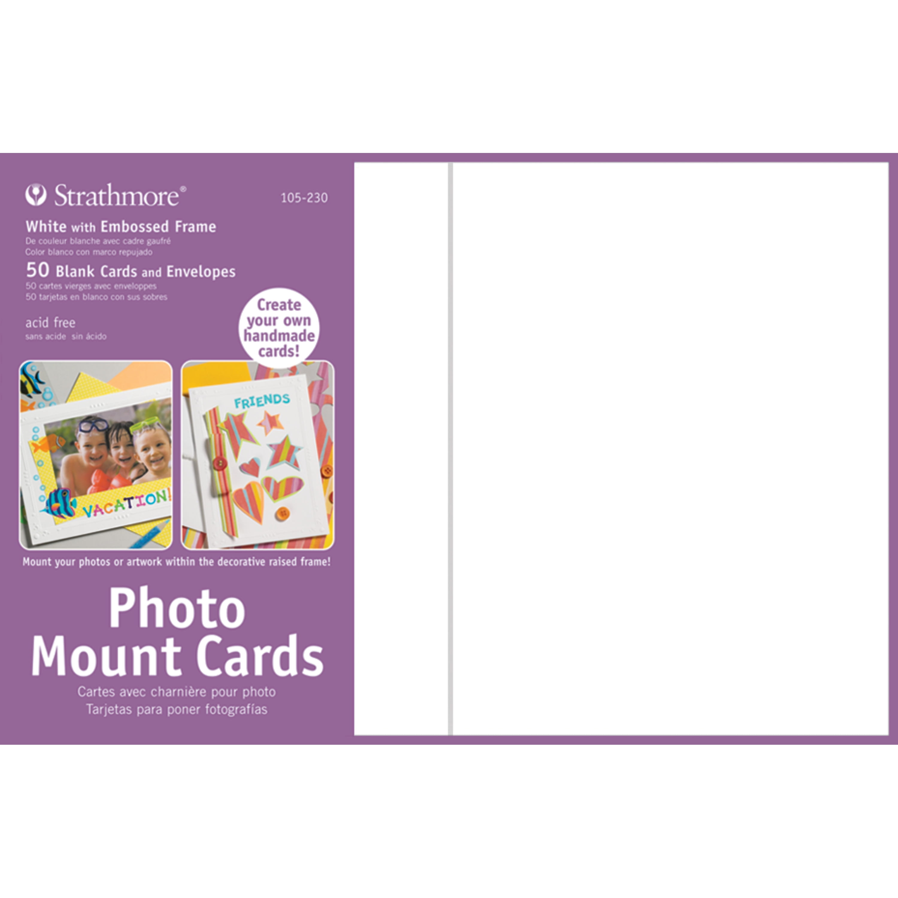 Strathmore Photo Mount Cards, 5in x 7in, White Embossed, 50/Pkg ...