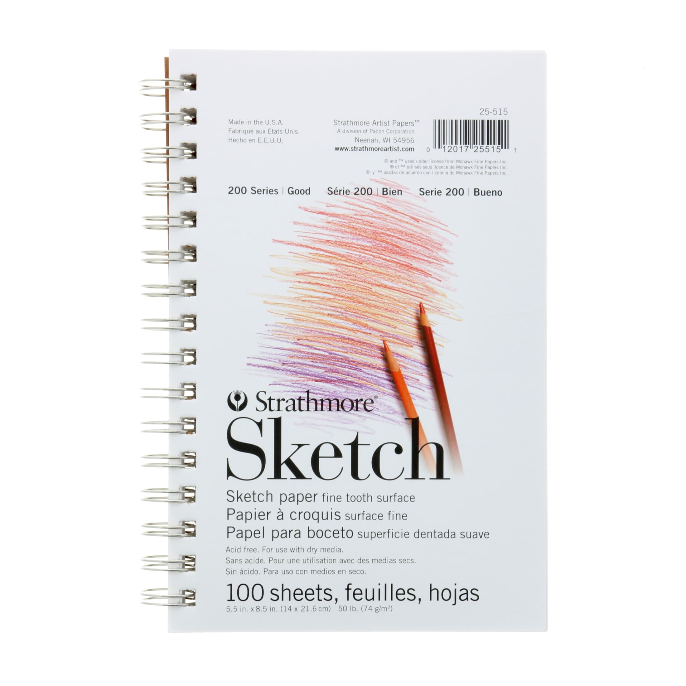 Strathmore Sketch Paper Pad, 200 Series, 5.5 in x 8.5 in, Wirebound ...