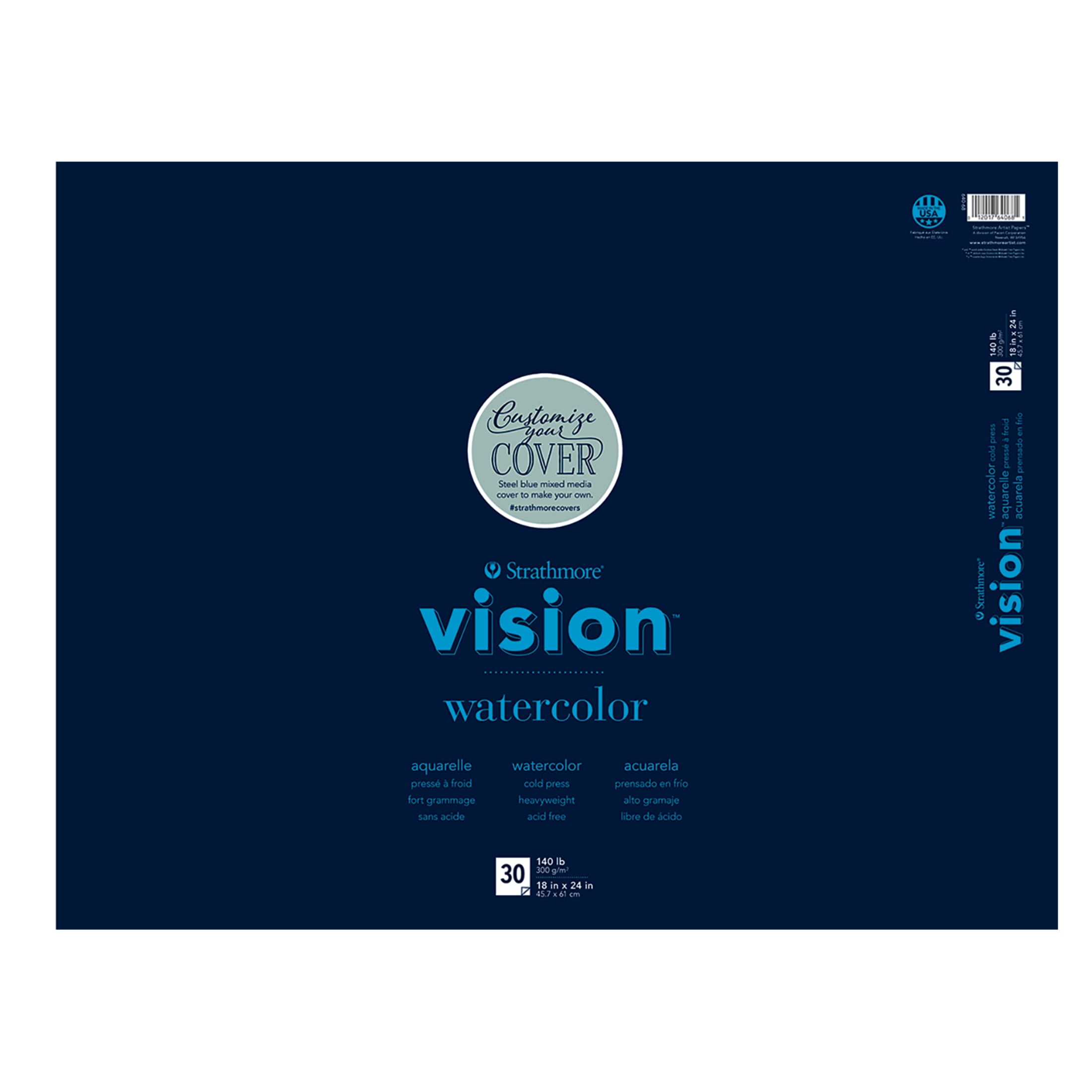 Strathmore Vision Watercolor Paper Pad, 18 in x 24 in, 30 Sheets ...
