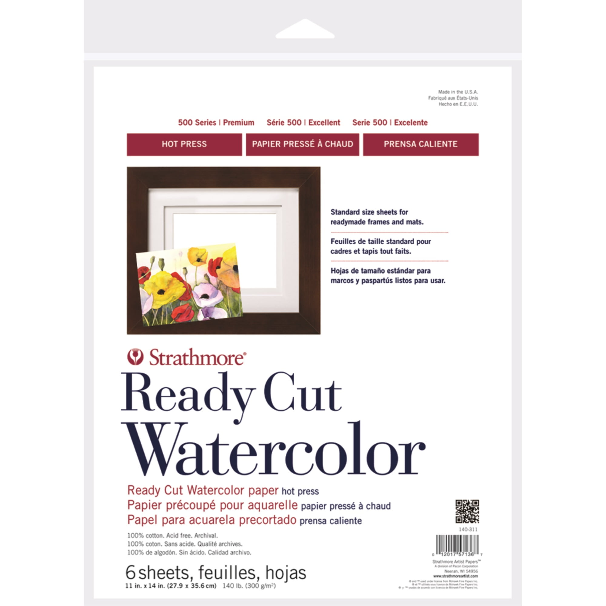 Strathmore Watercolor Paper Pack 11"X14"-6 Sheets - Walmart.com