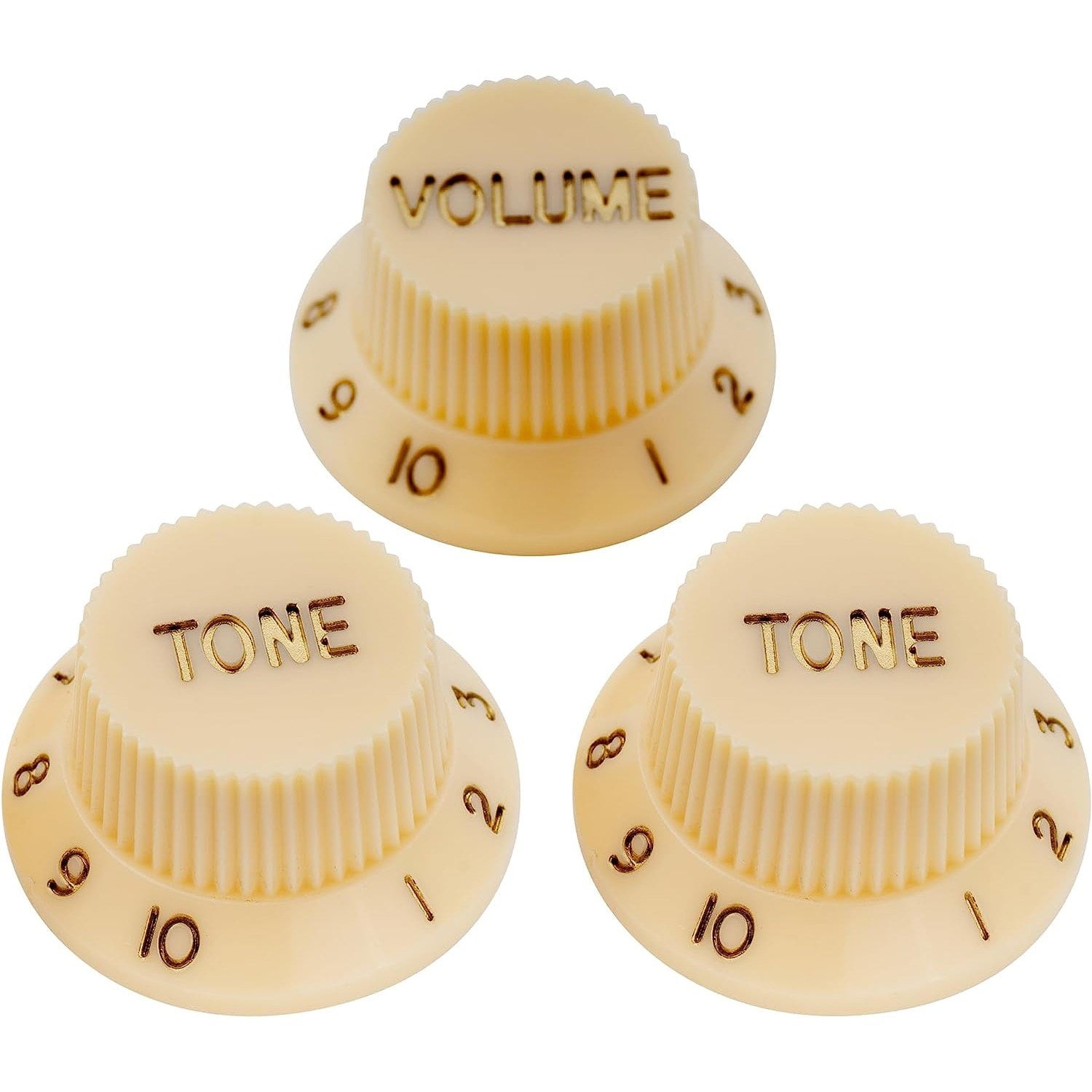 Stratocaster/Strat Guitar Control Knobs - 2 Tone, 1 Volume Metric Cream ...