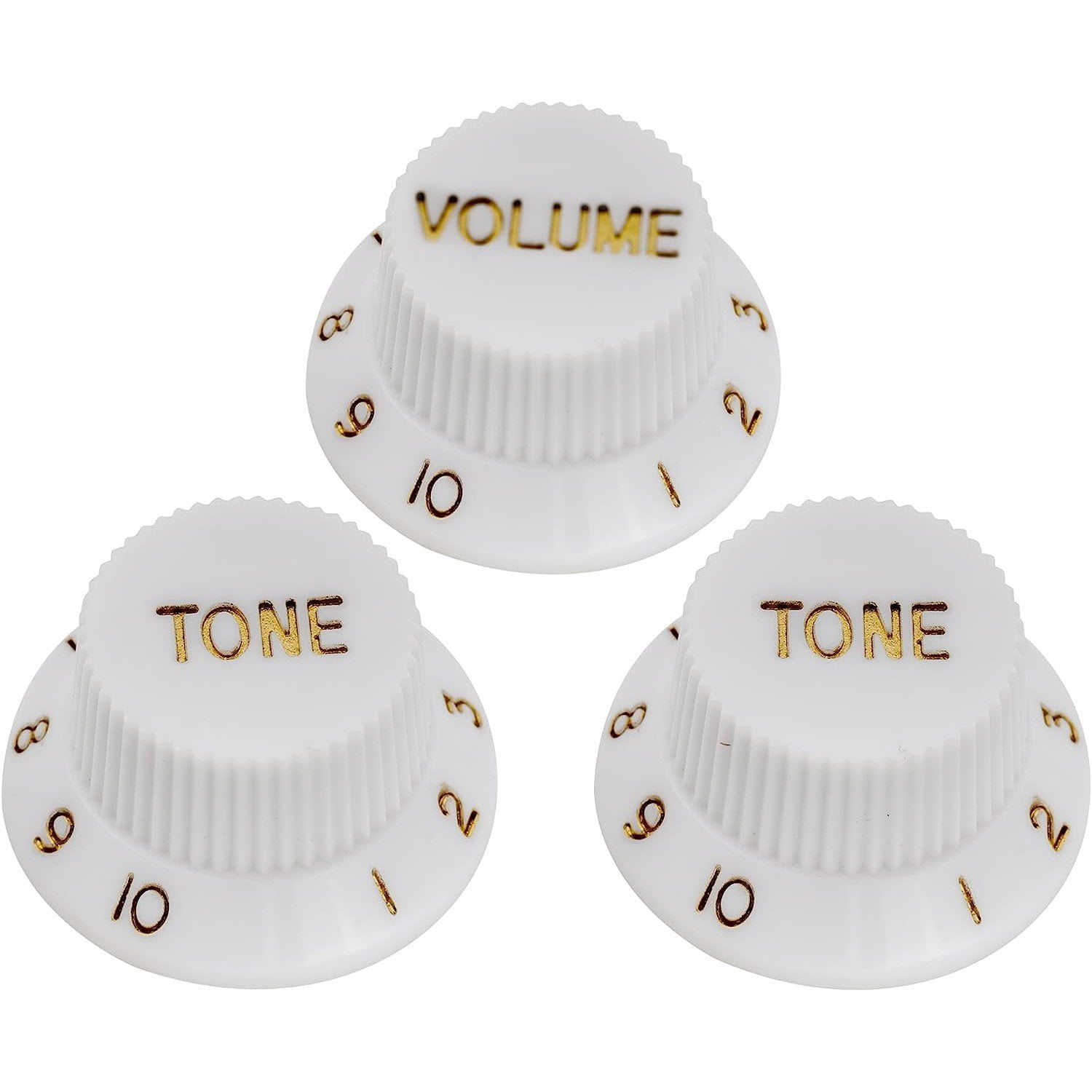 Stratocaster Strat Guitar Control Knobs 2 Tone, 1 Volume Metric White ...