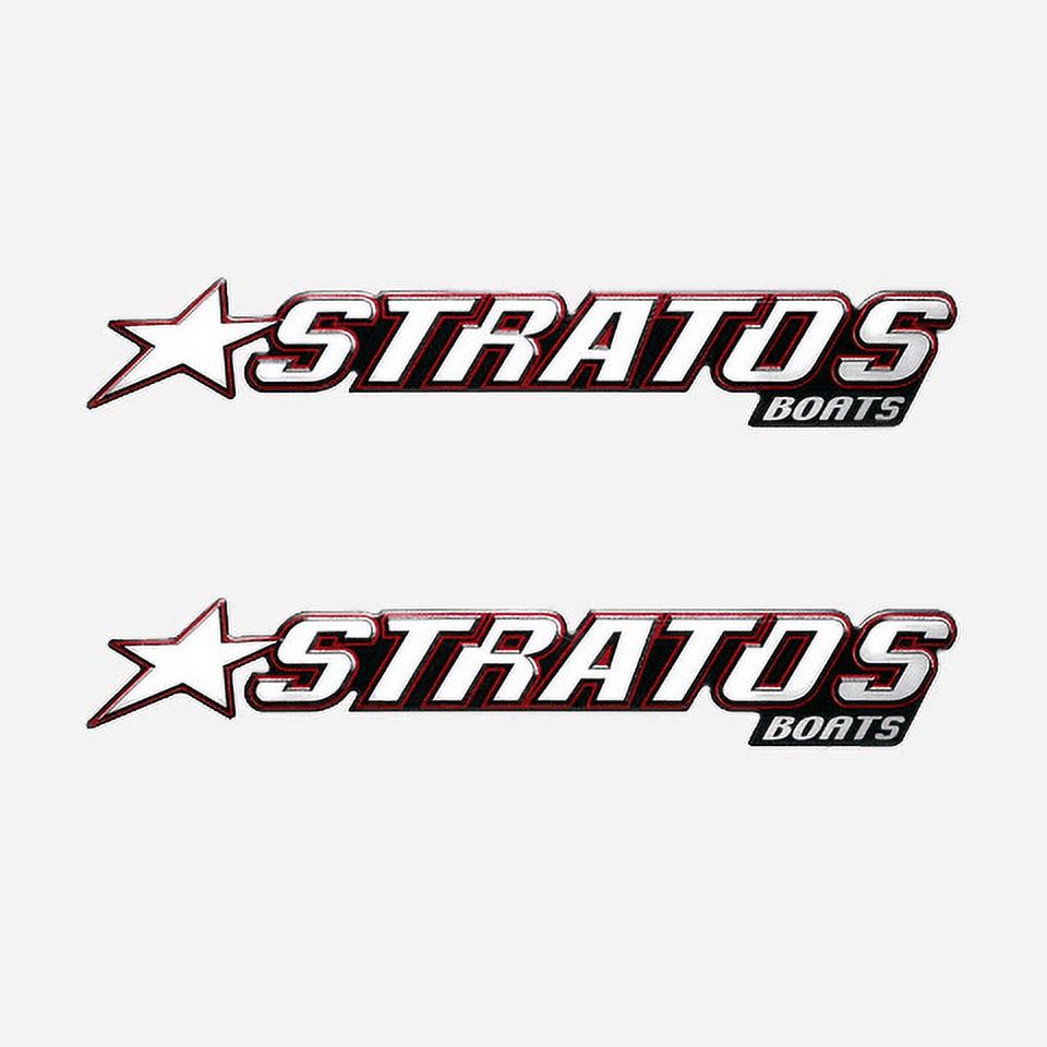 Stratos Boat Graphic Decal | 10 3/4 x 2 3/4 Inch Red Black (Pair ...