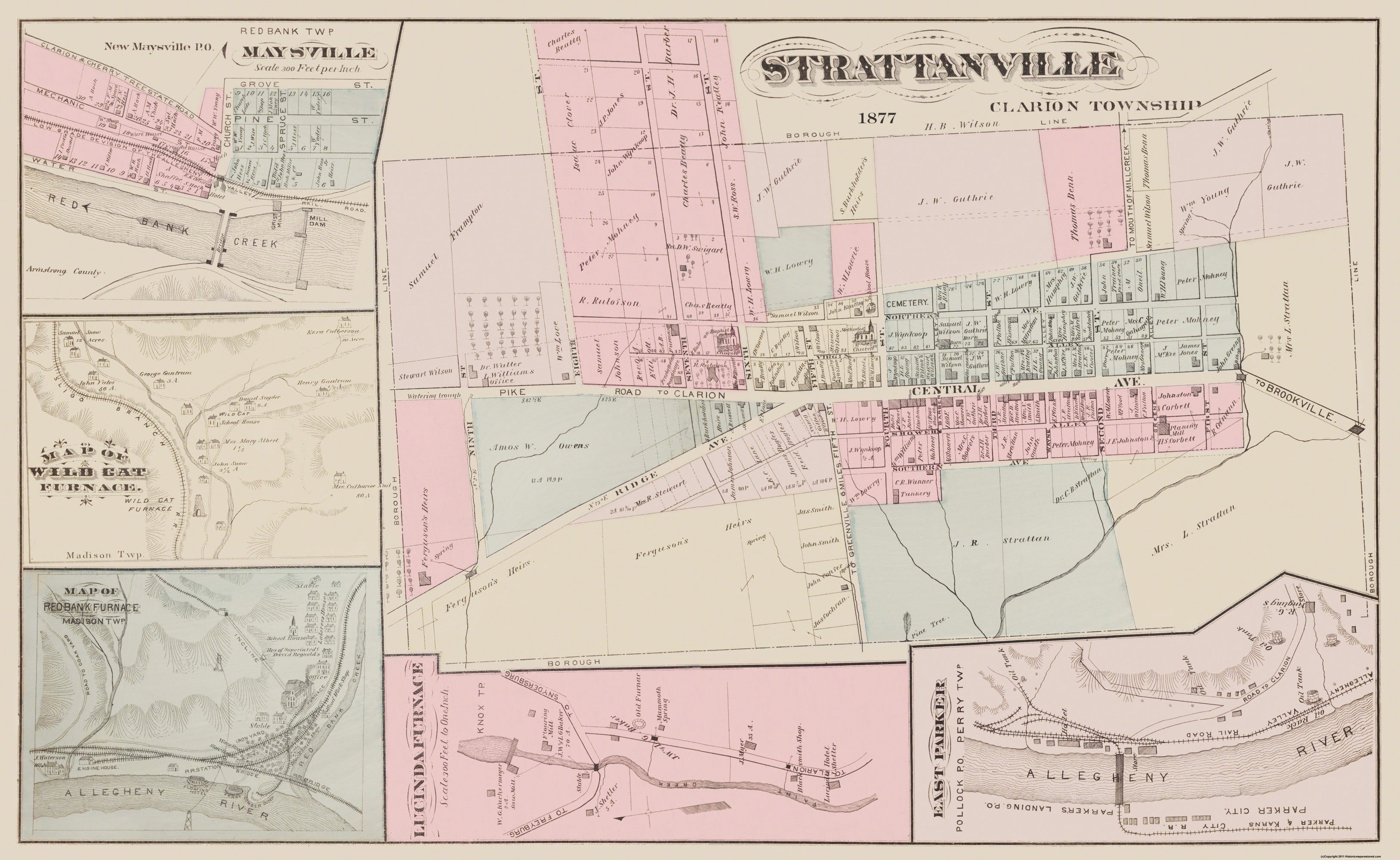 Historic City Map - Strattanville Pennsylvania - Caldwell 1877 - 37.44 ...