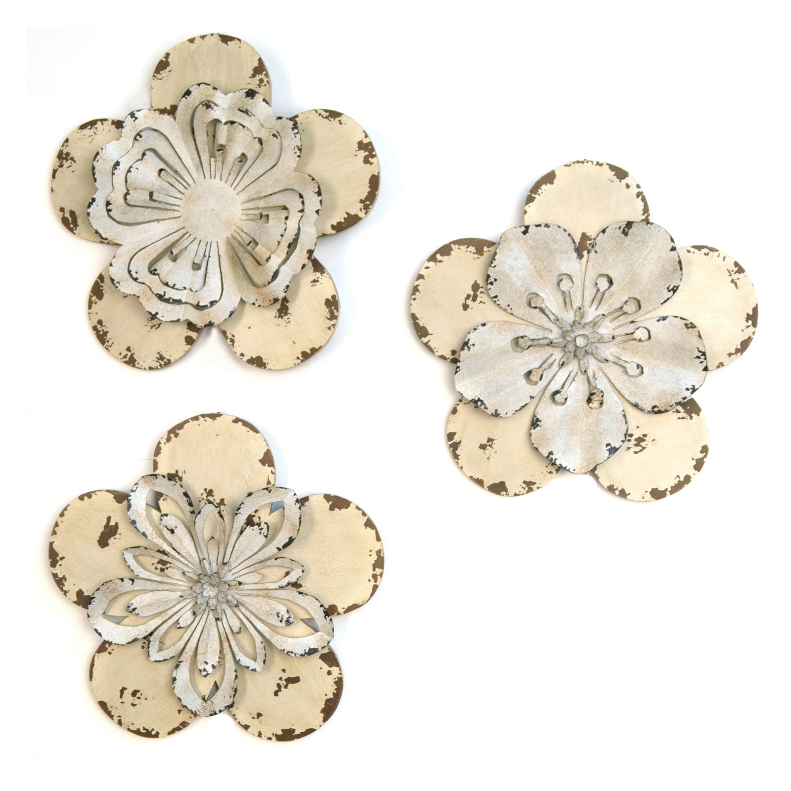 Stratton Home Decor 3 Piece Set Rustic Flowers Wall Decor - Walmart.com