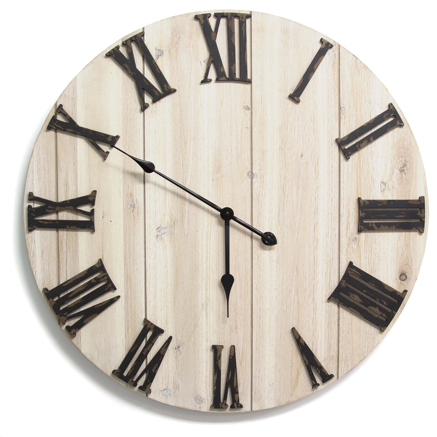 Stratton Home Decor Distressed White Wood Wall Clock - Walmart.com