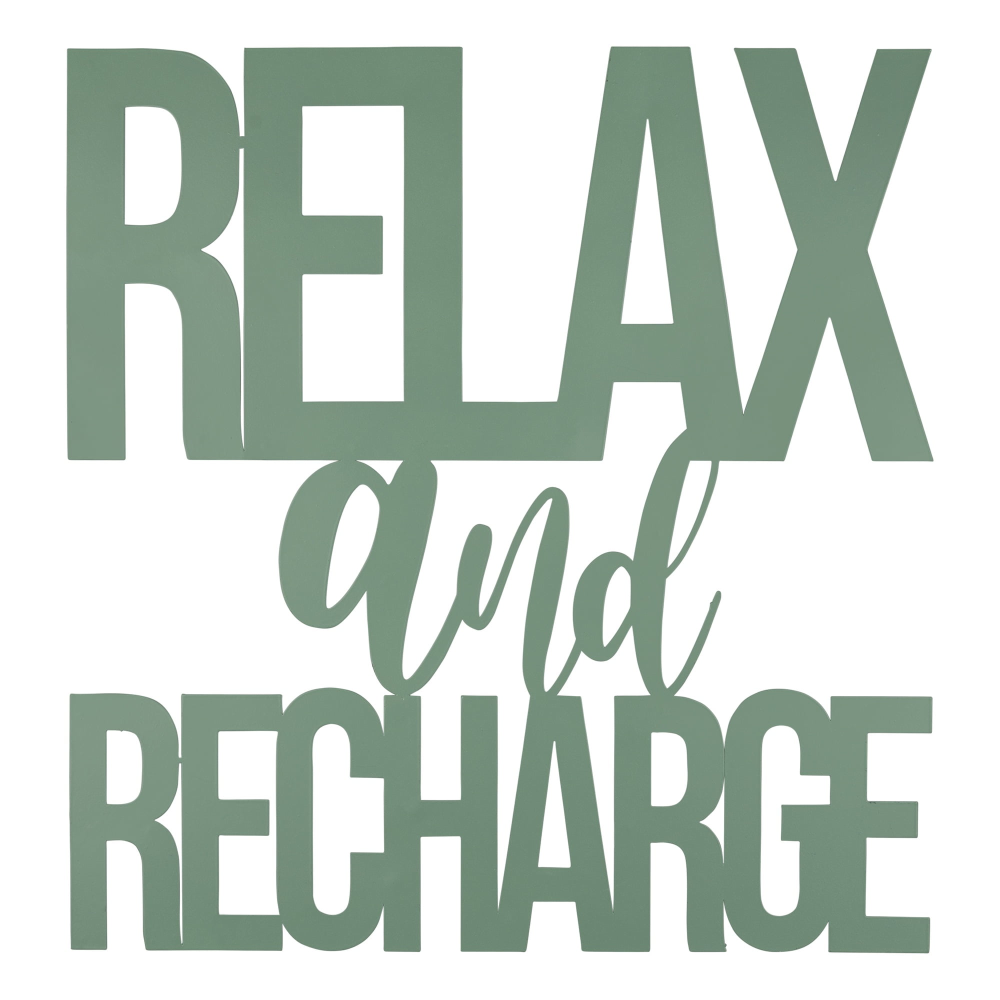 Stratton Home Decor Farmhouse Green "Relax and Recharge" Metal Wall ...