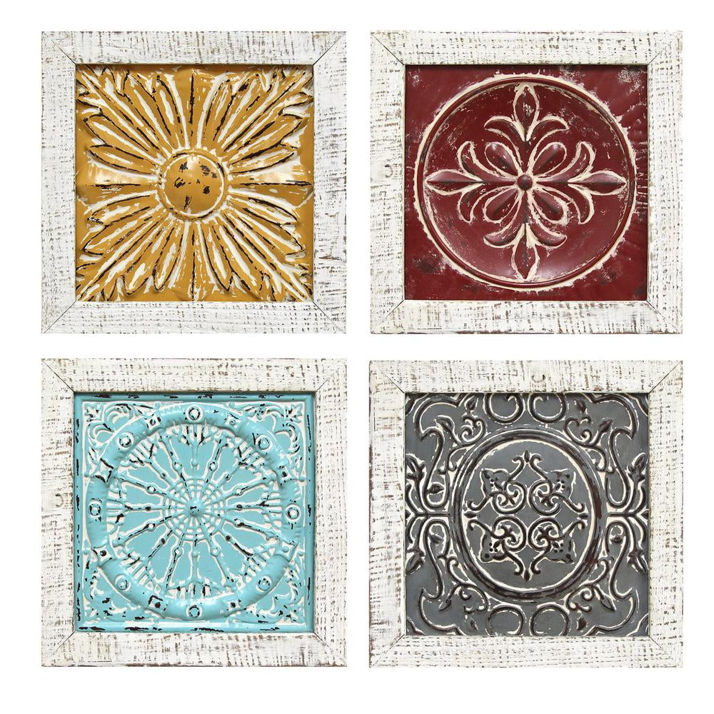 Stratton Home Decor Farmhouse Multicolor Accent Tile Wall Decor, Set of ...