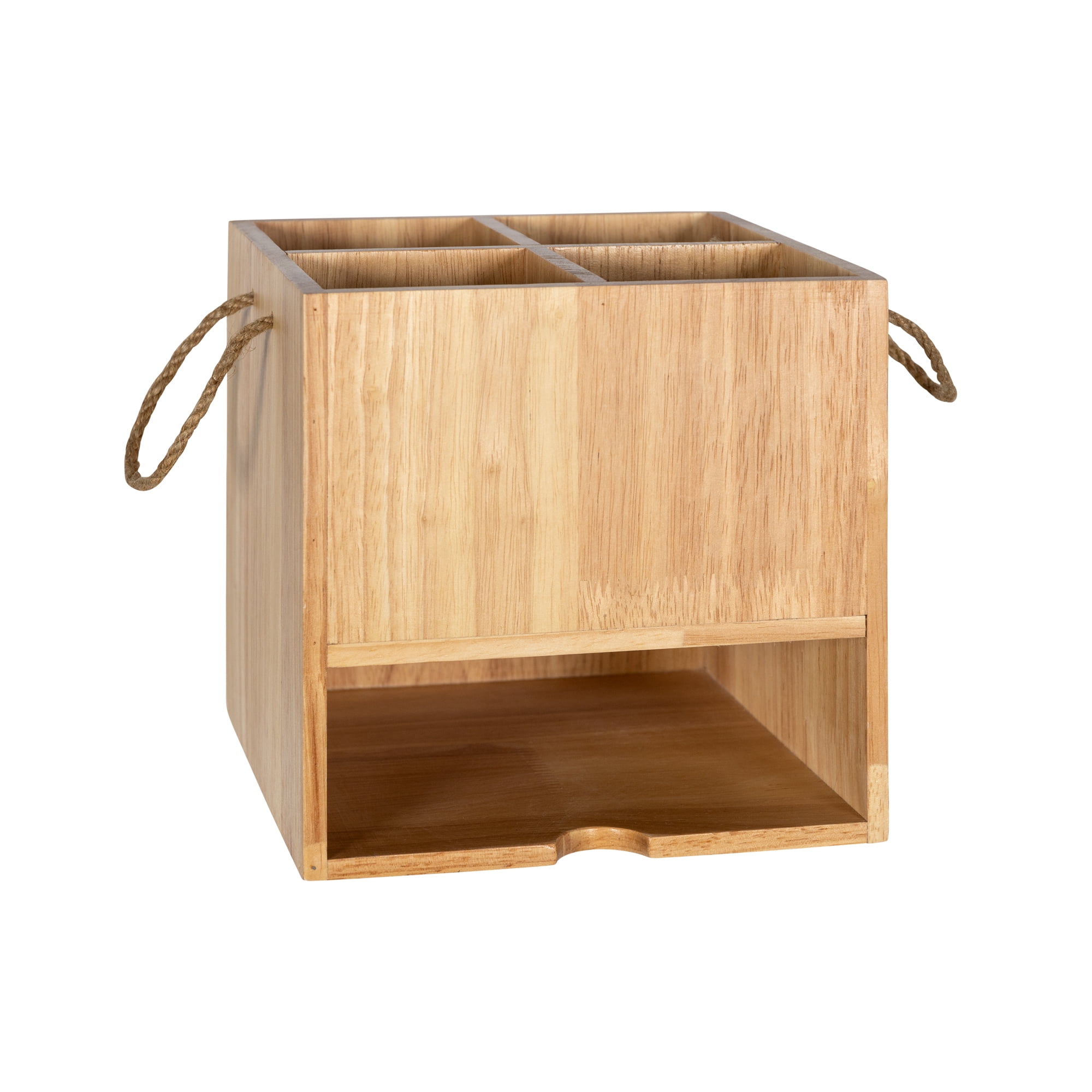 Stratton Home Decor Farmhouse Natural Wood Portable Storage Caddy with ...