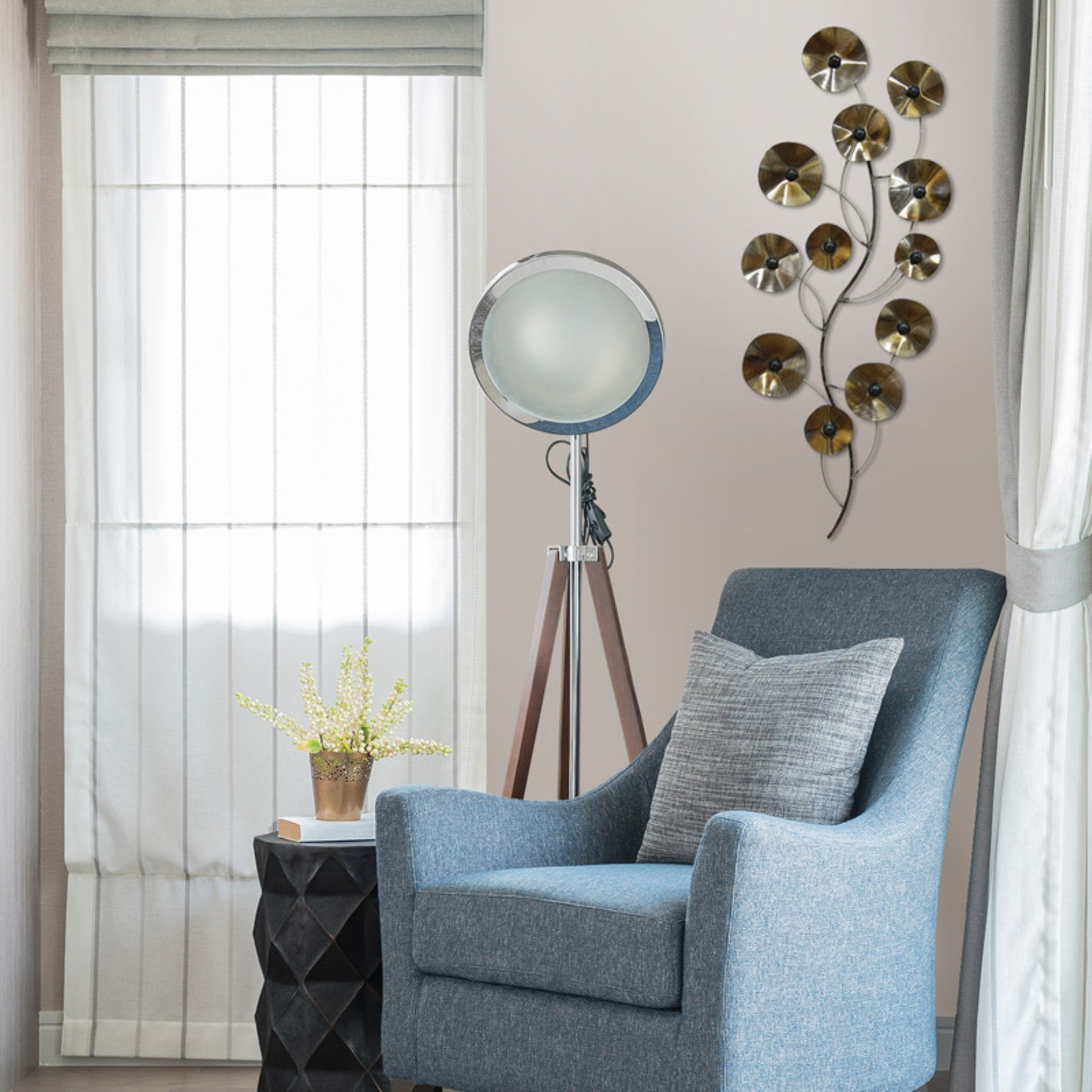 Round Wall Art KSDUT Framed - 10x10 Inch Flower Design Canvas Art For ...