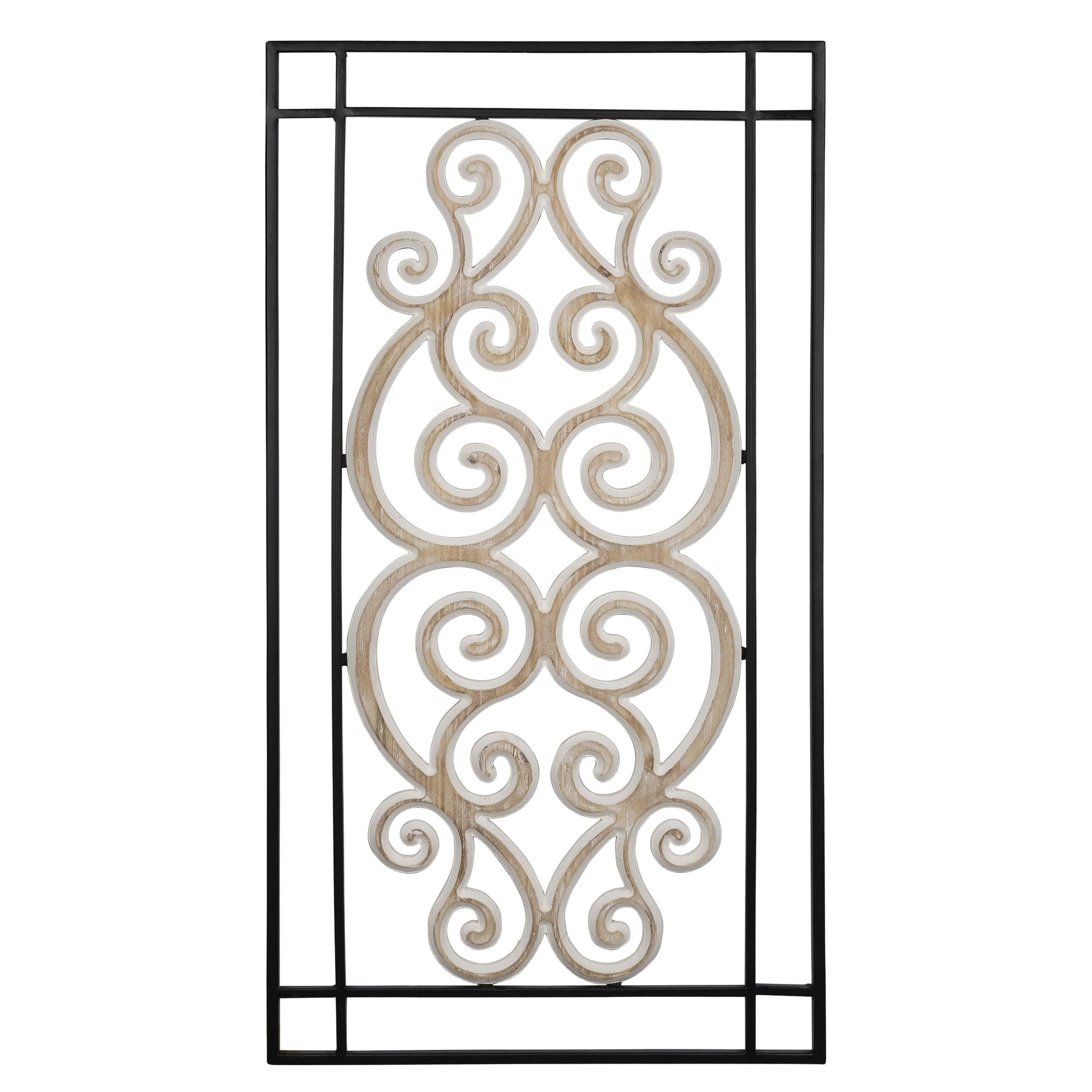 Stratton Home Decor Metal and Wood Scroll Panel Wall Decor - Walmart.com