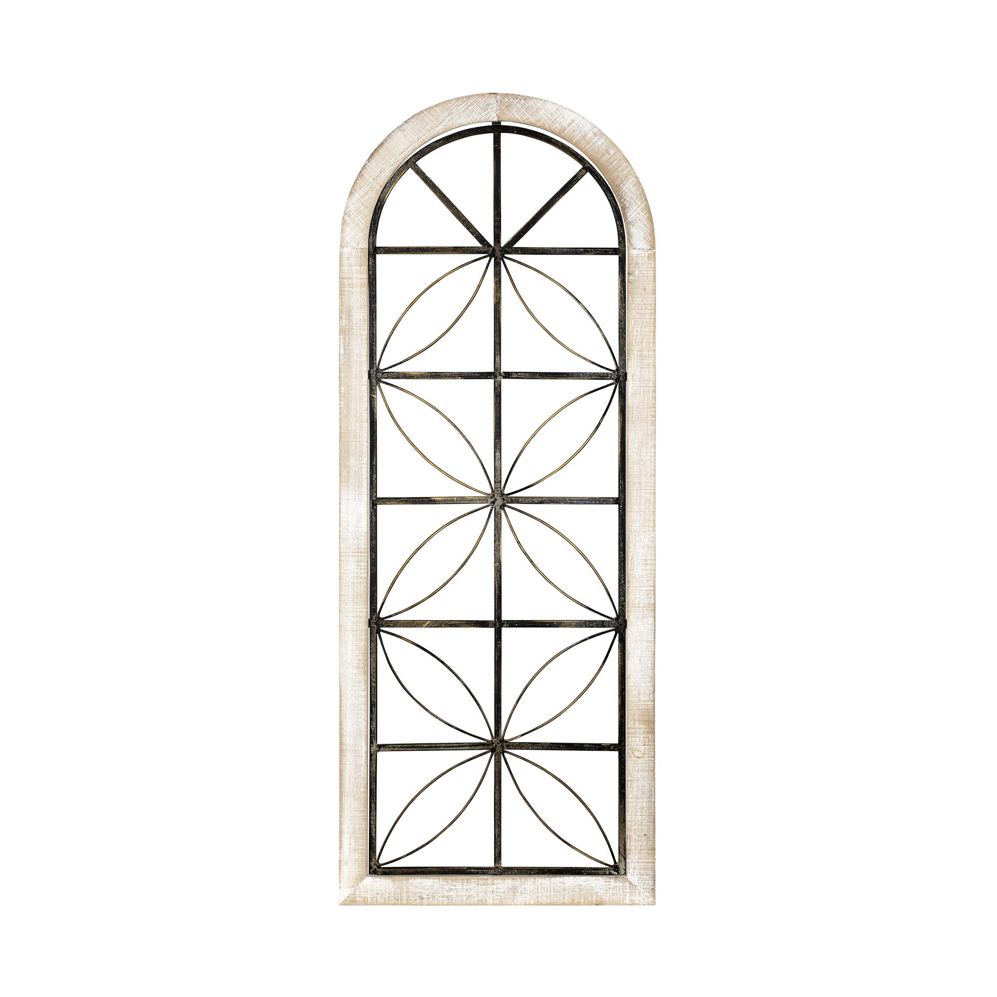 Stratton Home Decor Metal and Wood Window Panel in Distressed White ...