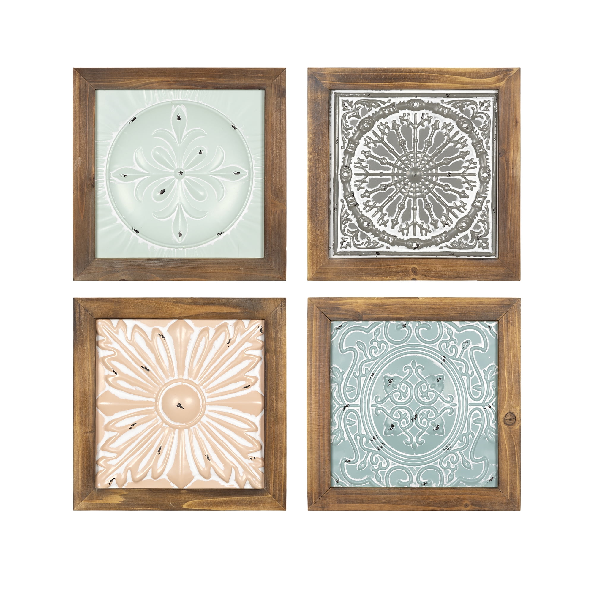 Stratton Home Decor Multicolor Antiqued Boho Tiles Wall Décor Set of 4 ...