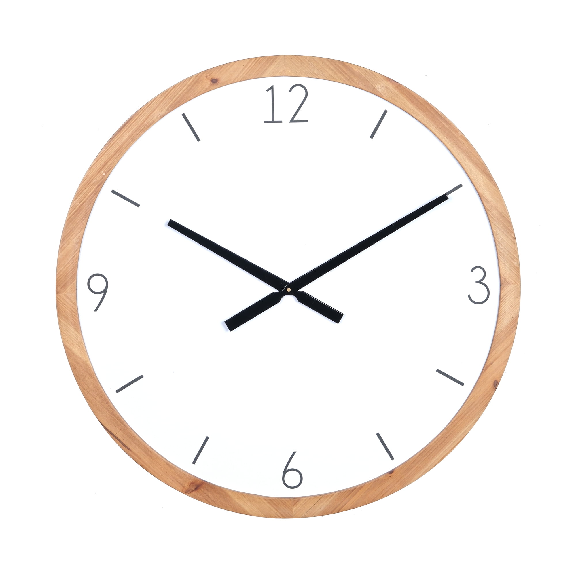 Stratton Home Decor Round Wood Wall Clock with Natural Wood Finish ...