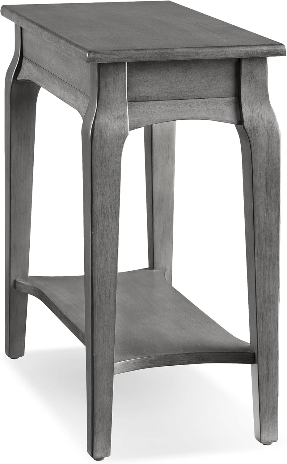 Stratus Solid Wood Narrow Side End Table with Shelf, Smoke Gray ...