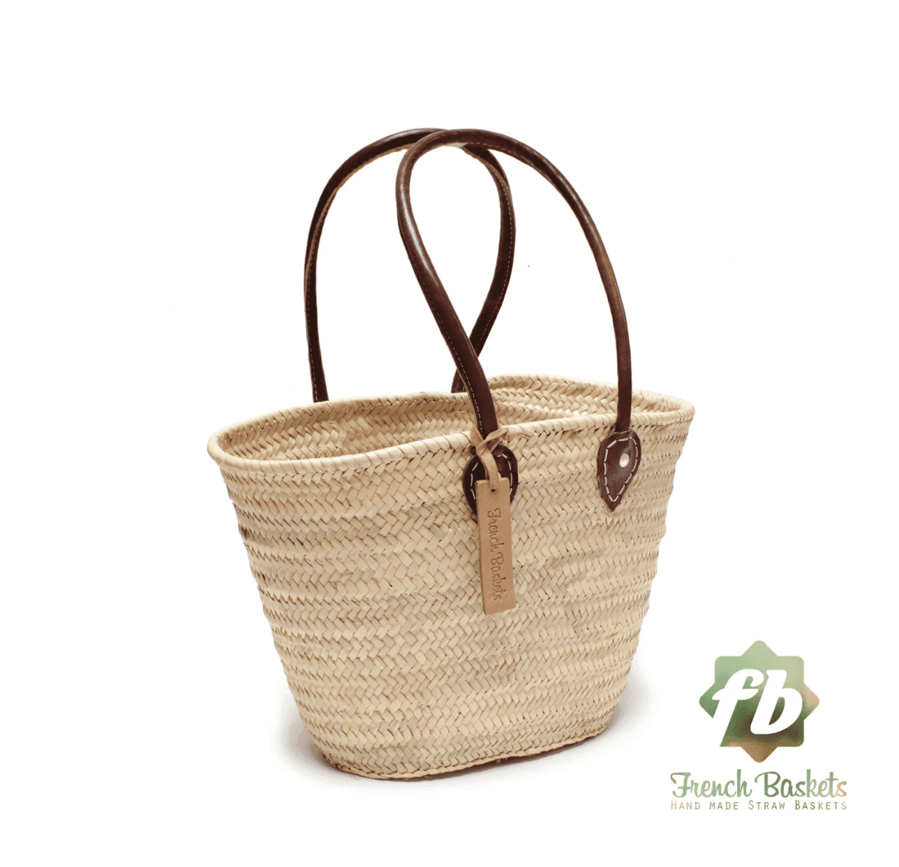 Straw Bag Natural Medium Basket Long Handles French Baskets - Walmart.com