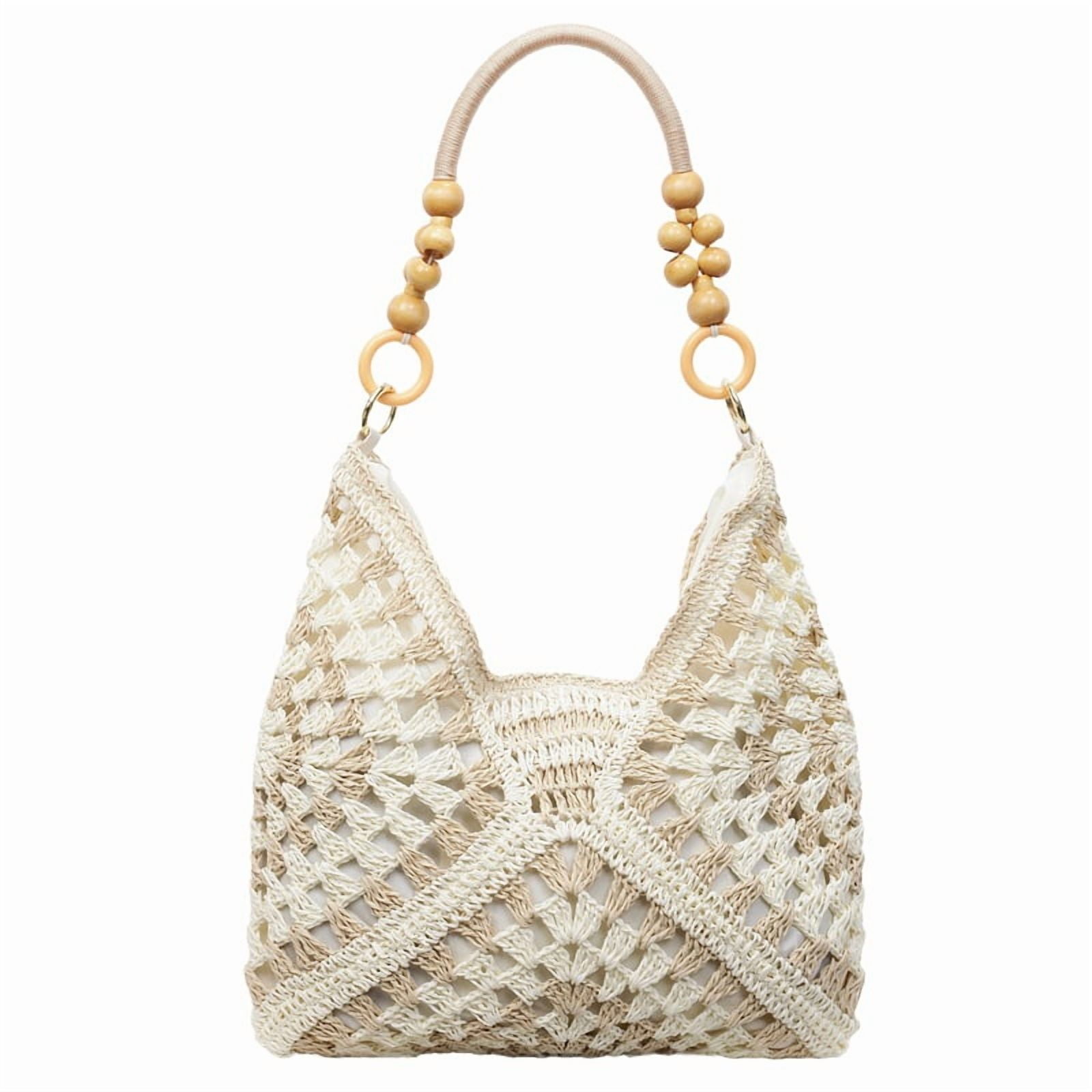 Straw Beach Bag for Women - Handmade Raffia Woven Tote Handbag, Summer ...