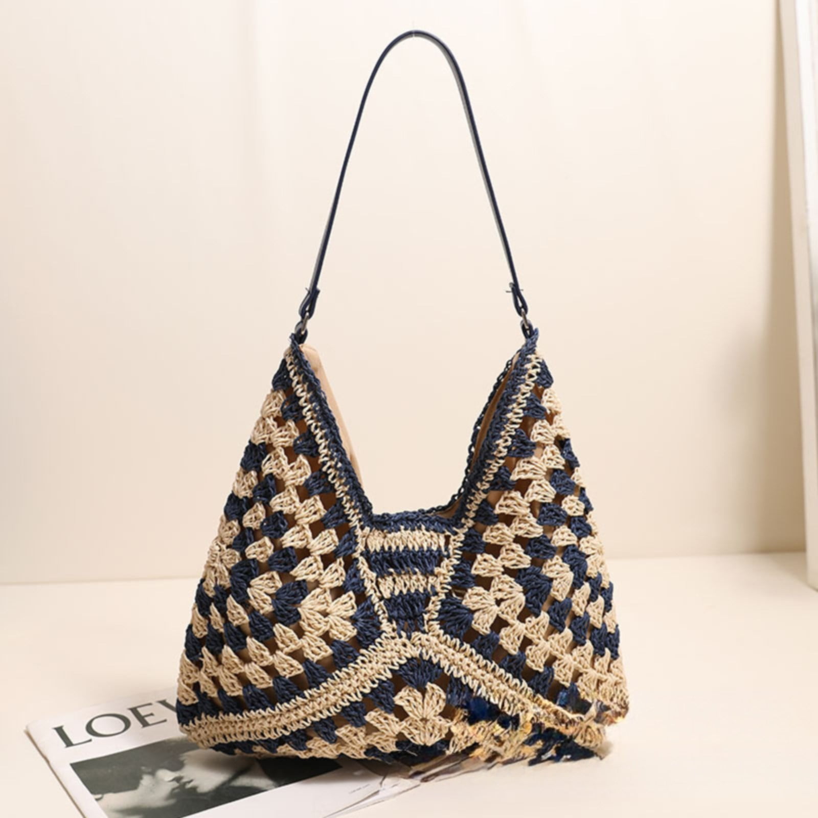 Straw Beach Bag for Women Summer Woven Beach Tote Bag Shoulder Handbags ...