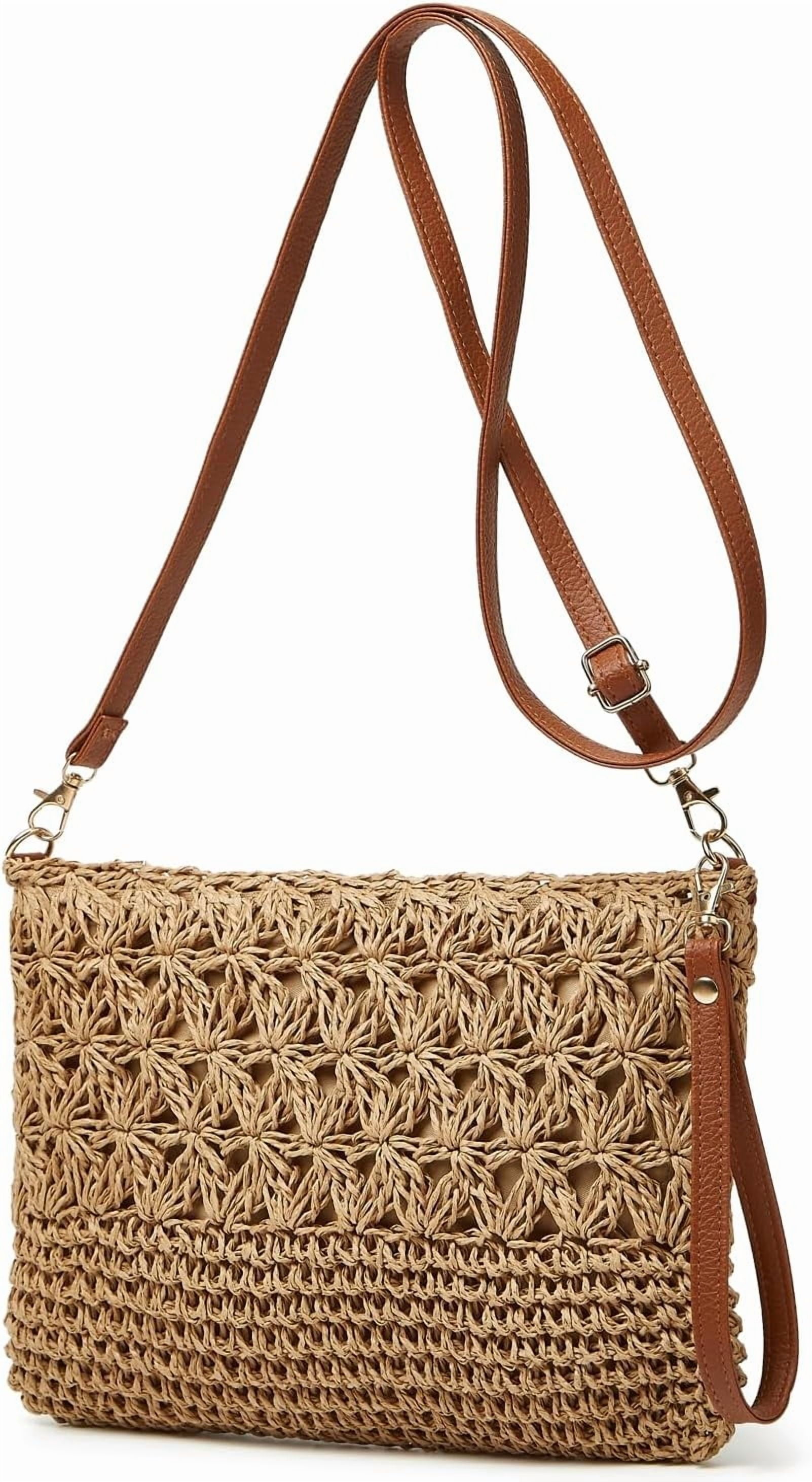 Straw Beach Bags For Women Rattan Purses Summer Straw Handwoven Bag ...