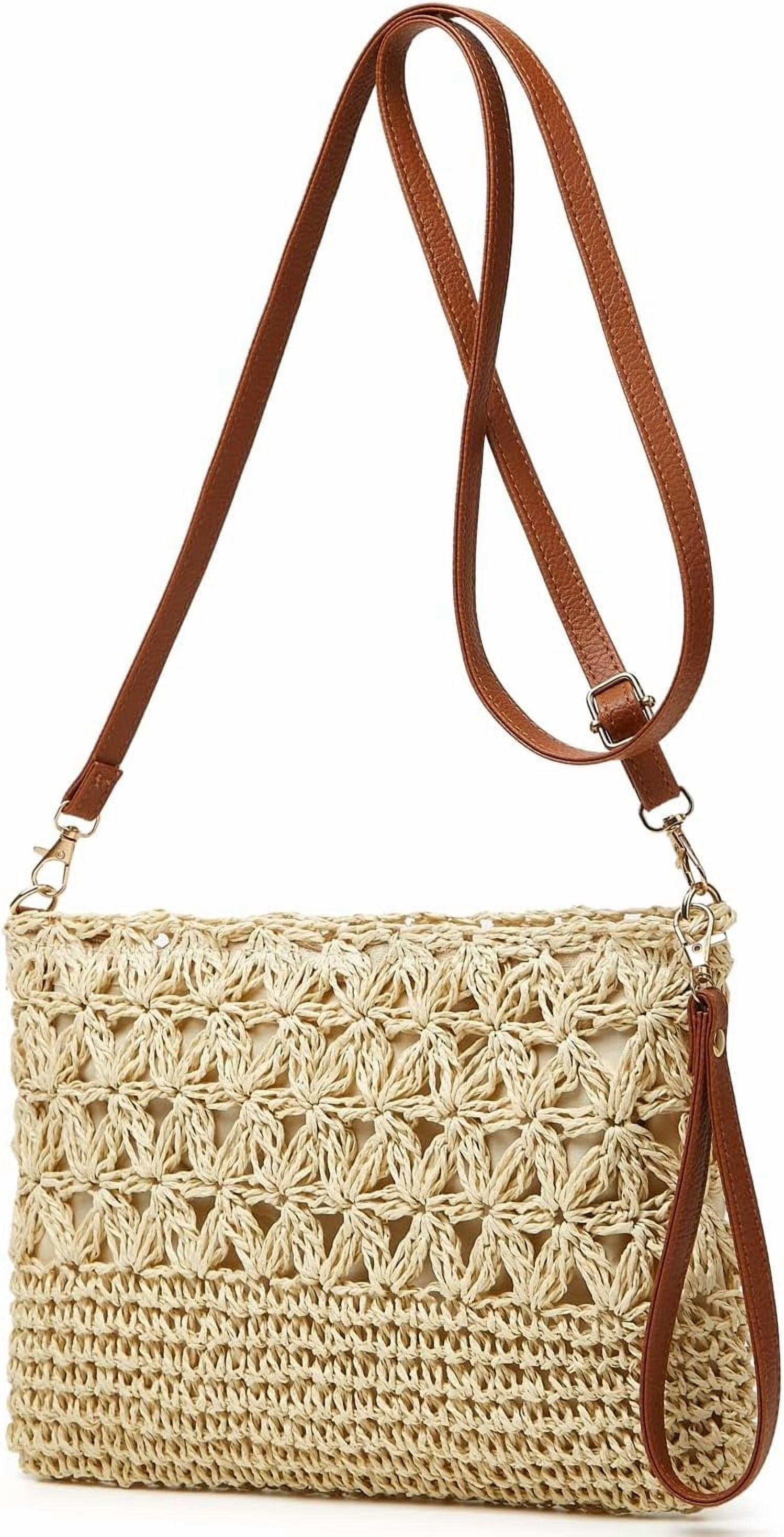 Straw Beach Bags For Women Rattan Purses Summer Straw Handwoven Bag ...