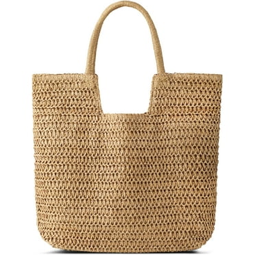 Large Hand-woven Women's Straw Beach Tote Bag, Summer Shoulder Handbag ...