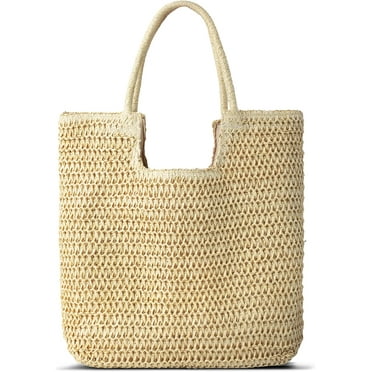 Large Hand-woven Women's Straw Beach Tote Bag, Summer Shoulder Handbag ...