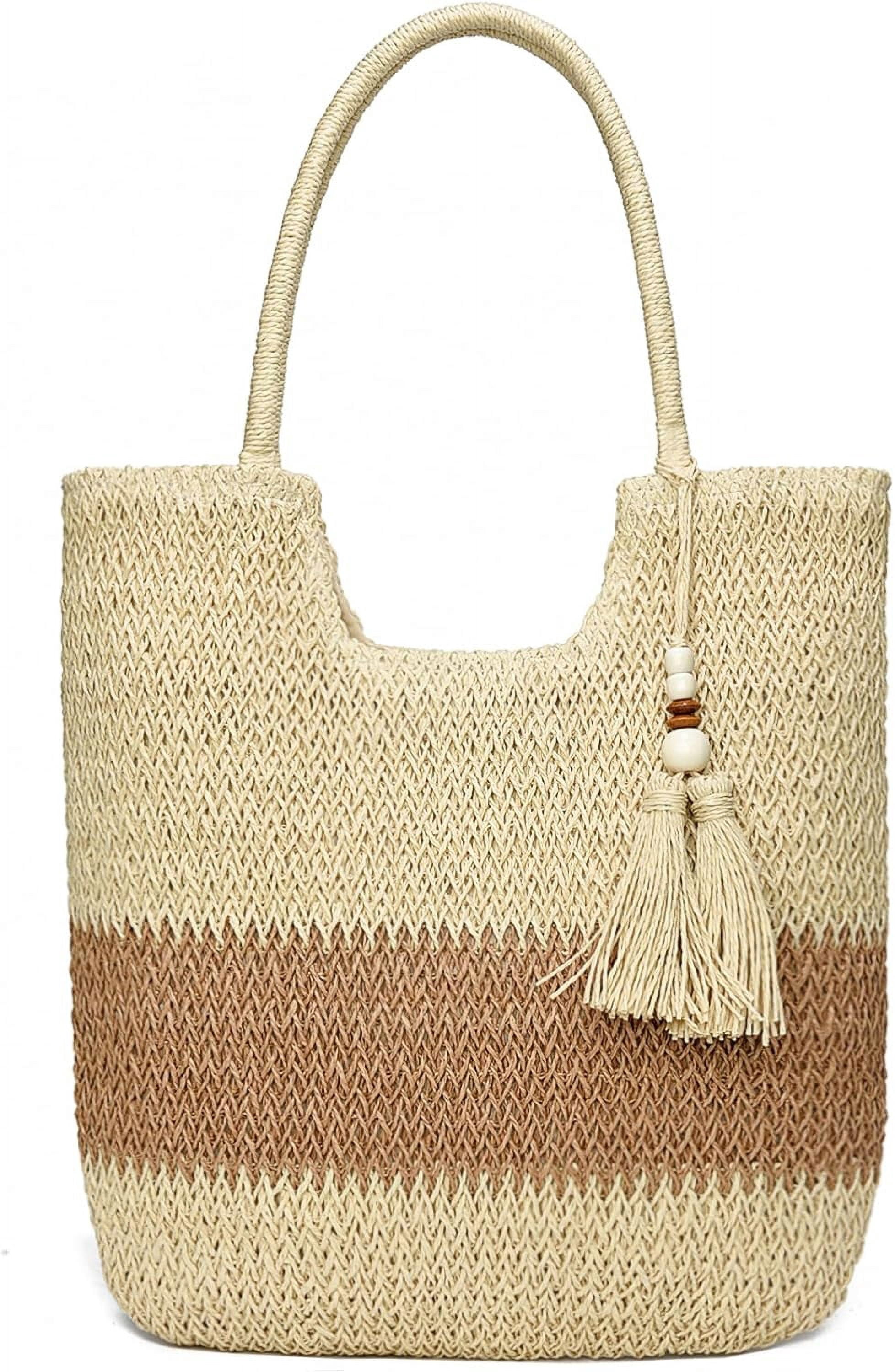 Straw Beach Bags for Women Woven Beach Tote Bag Casual Boho Large ...