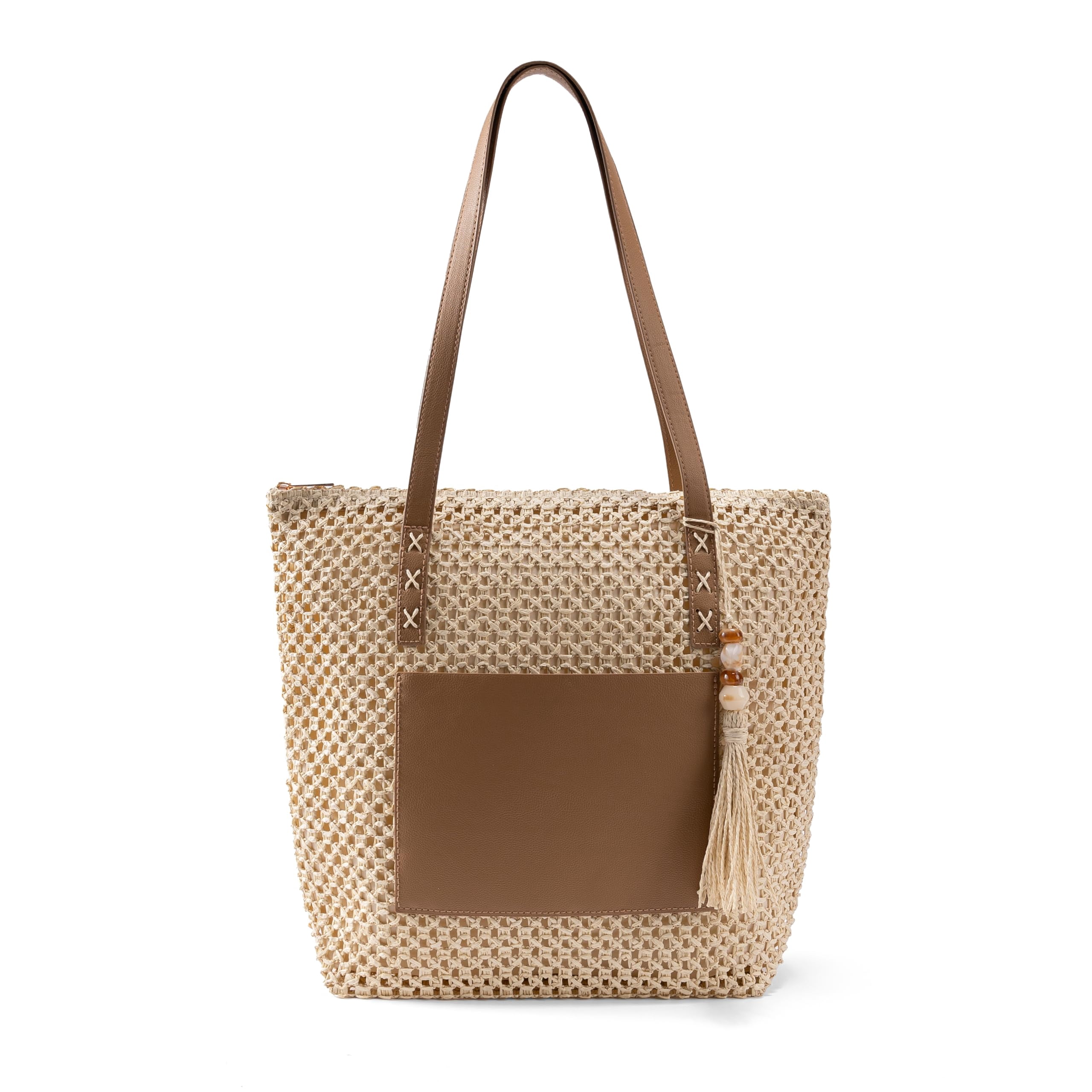 Straw Beach Tote Bag for Women, Lightweight Summer Vacation Purse with ...