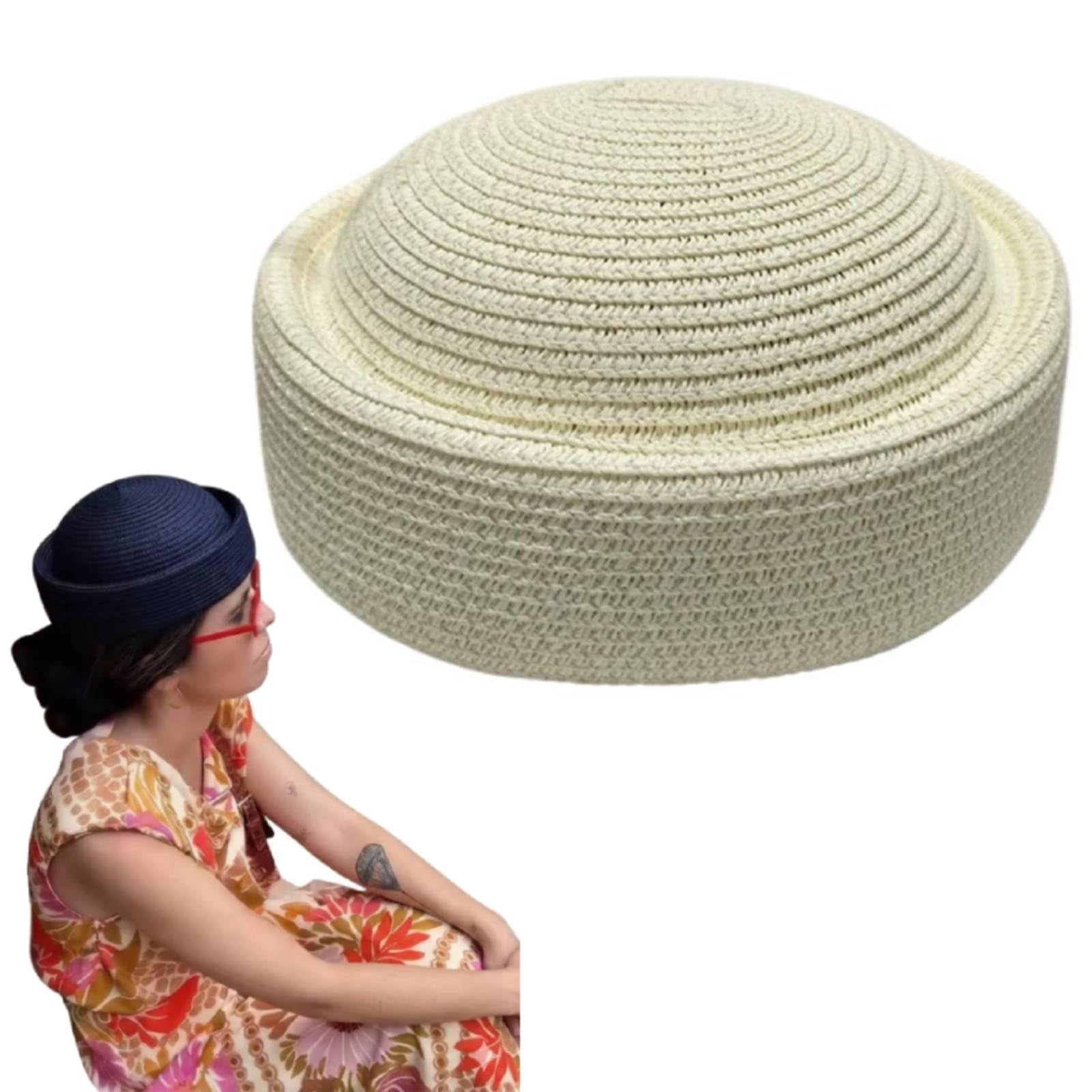 Straw Beret Hats for Women, Hand Woven Vintage Church Hat Elegant ...
