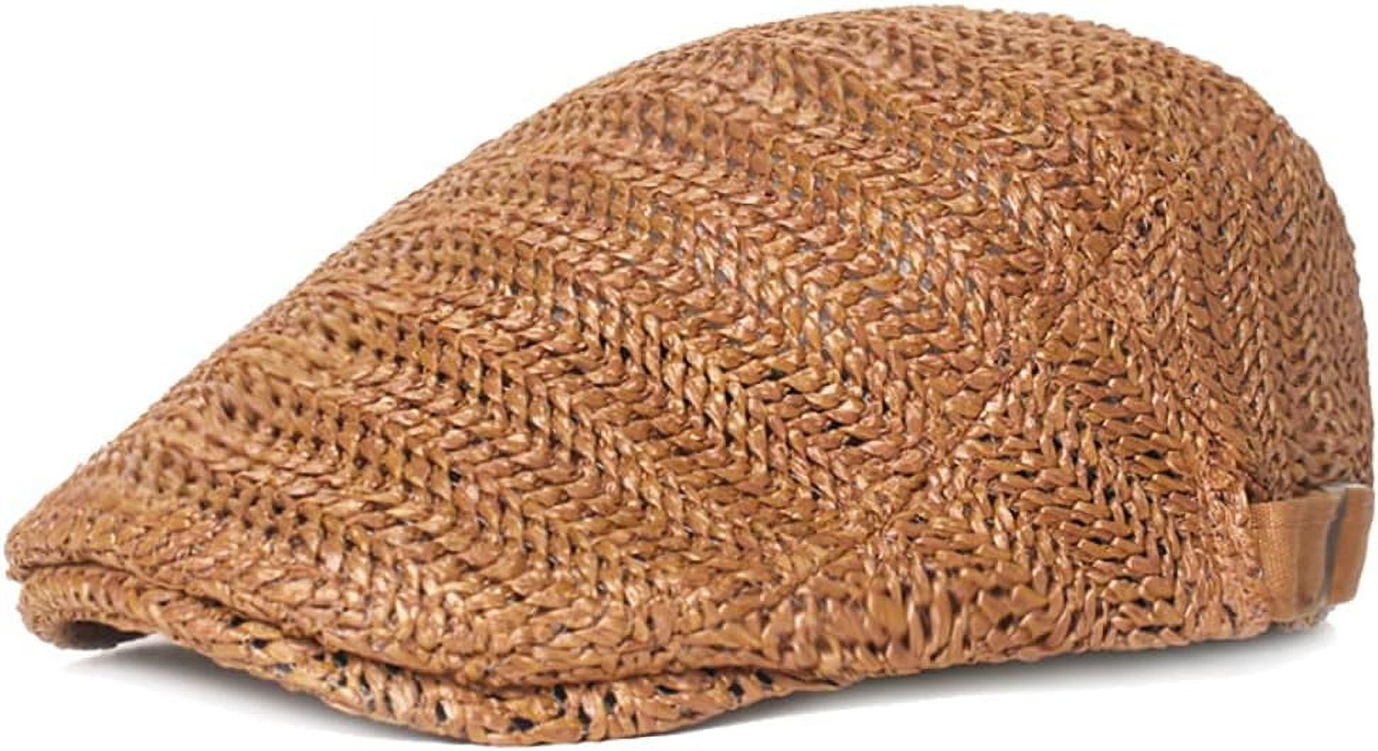 Straw Beret Newsboy Hats for Women Men Summer Beach Mesh Cabbie Flat ...
