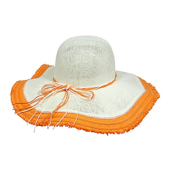 Straw Big Rim Hats - Paper Straw w/ Fringe Trim - Orange - HT-ST299OG ...