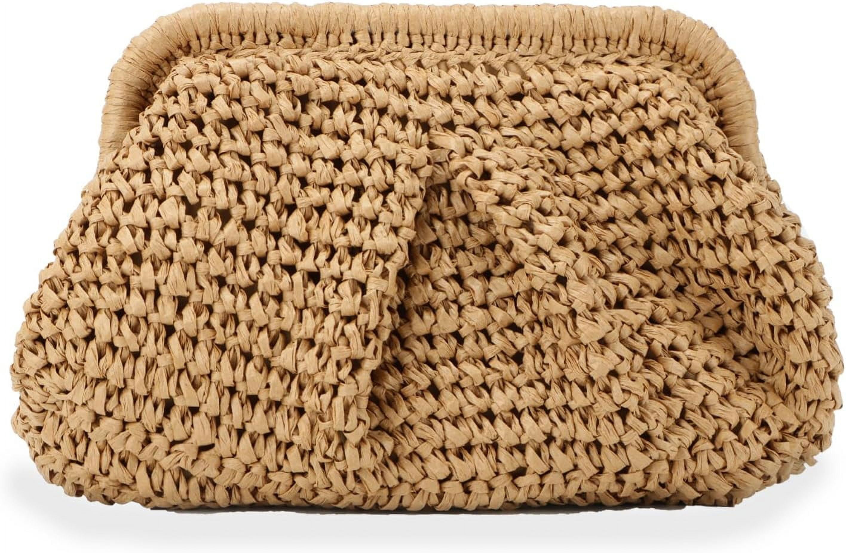Straw Clutch Purse for Women Cloud Dumpling Pouch Straw Crossbody ...