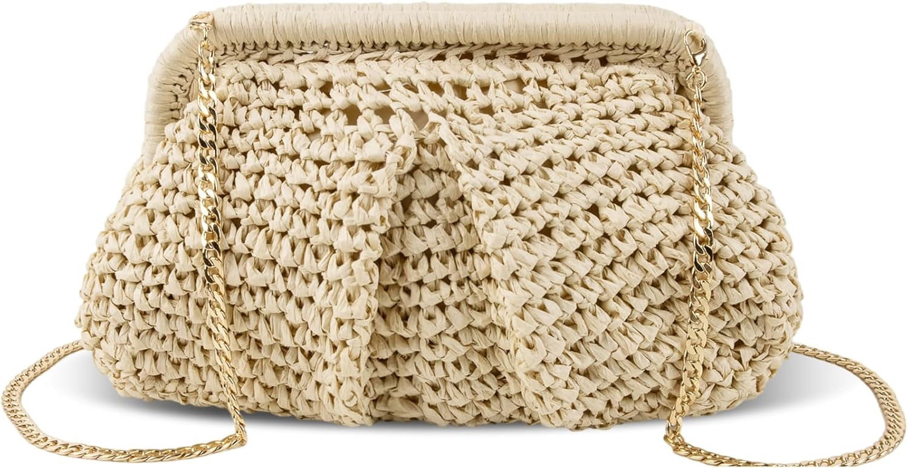 Straw Clutch Purse for Women Woven Dumpling Bag Summer Straw Beach Bag ...