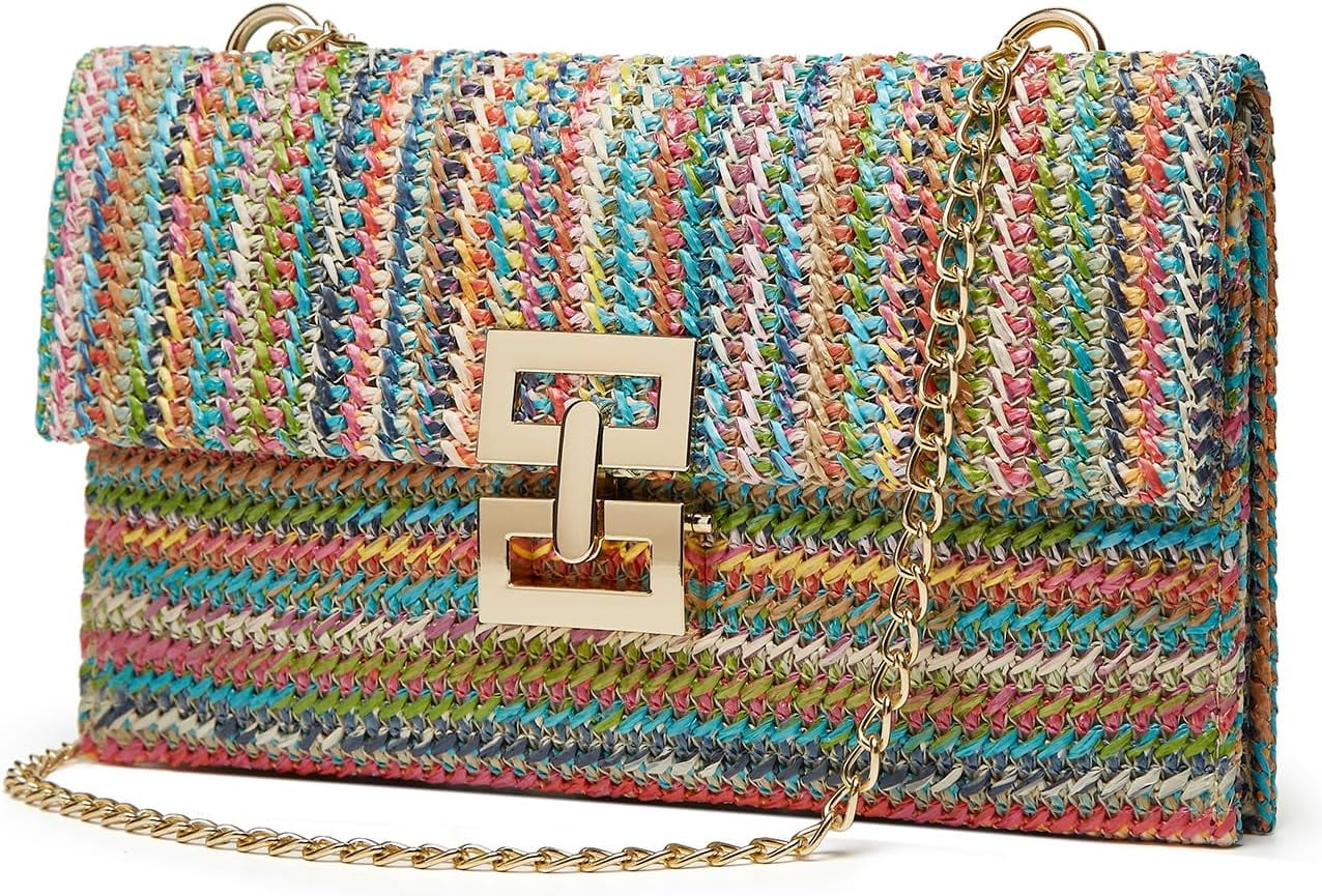 Straw Clutch Purses for Women Vintage Summer Straw Beach Bag Woven ...