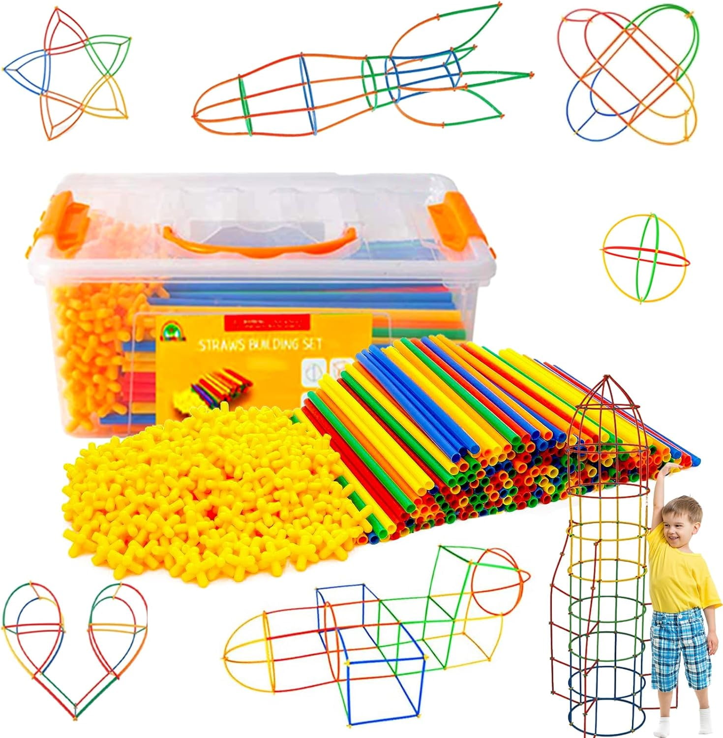 Straw Constructor STEM Building Toys 800 pcs-Colorful Interlocking ...