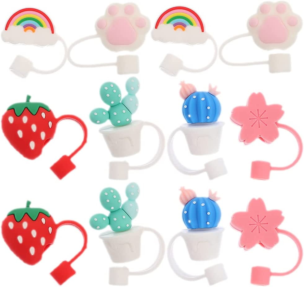 Straw Cover 12Pcs Straw Covers Cap Silicone Straw Tips Cute Cover Straw ...