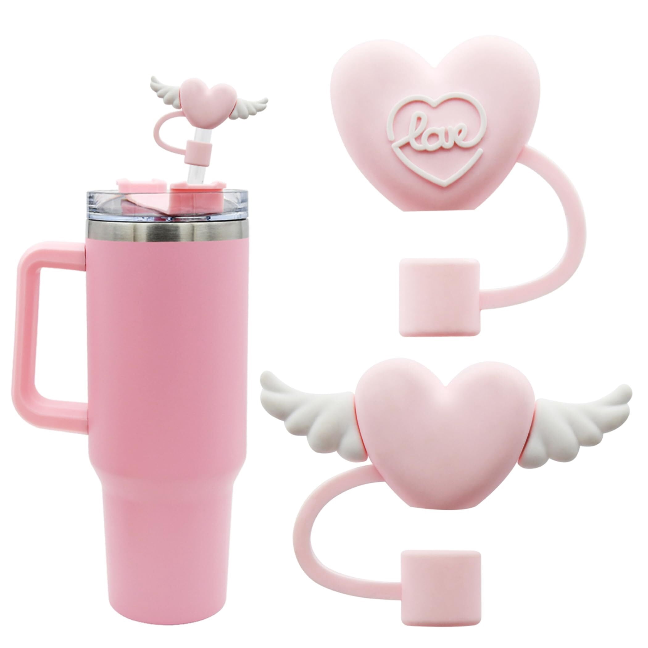 Straw Cover Cap for Stanley Cup, Heart-shaped Straw Topper Compatible ...