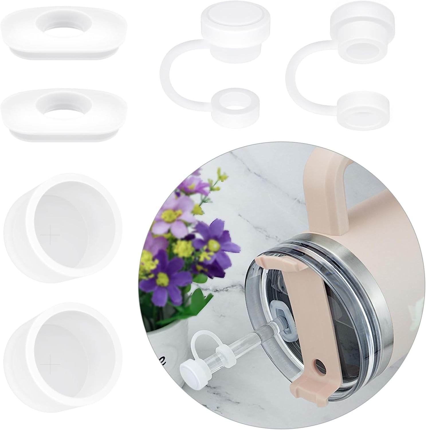 Straw Cover Spill Stopper Set Compatible with Stanley Cup 40 oz 30 oz ...