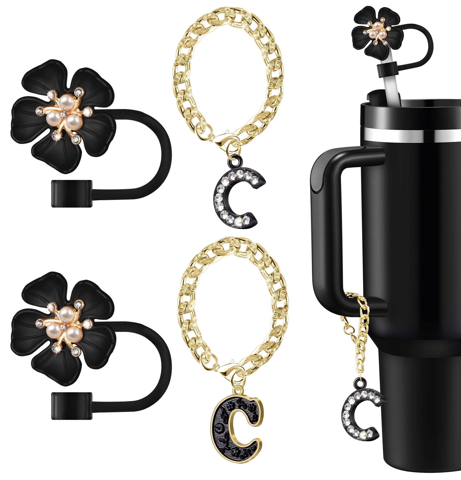Straw Covers for Stanley Cup Accessories:Black Decorations for Stanley ...