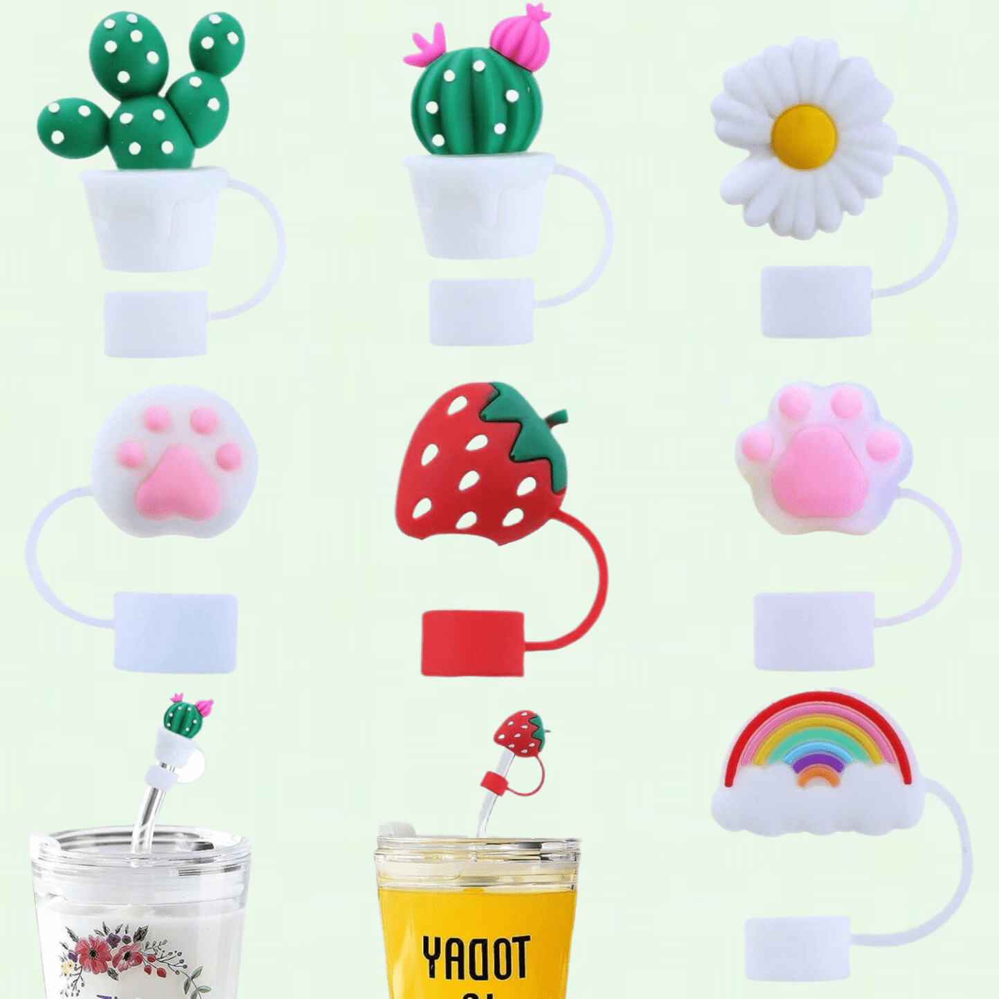 Straw Covers for Reusable Straws, Set of 7, 12mm/0.47in, Dust-Proof ...