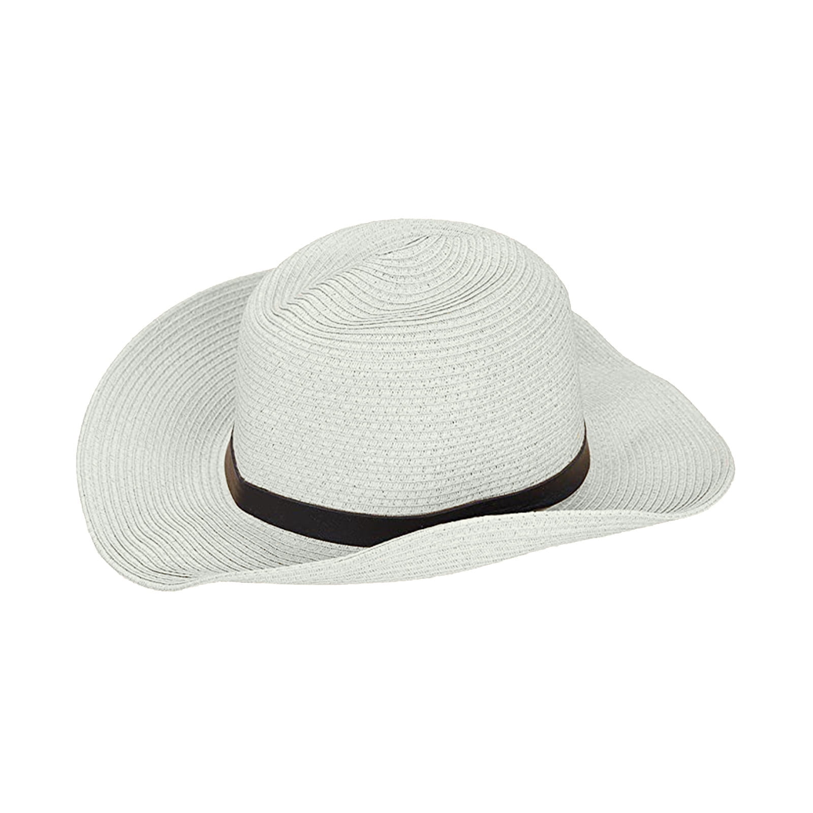 Straw- Cowboy Hat Men and Women Wide-brimmed Beach Hat Panama Fedora ...