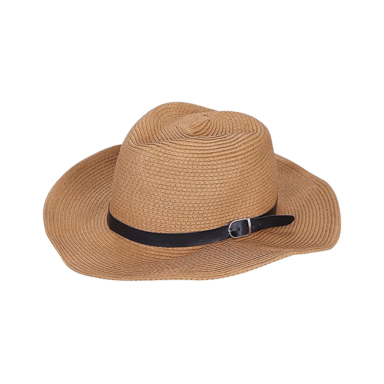 Straw- Cowboy Hat Men and Women Wide-brimmed Beach Hat Panama Fedora ...