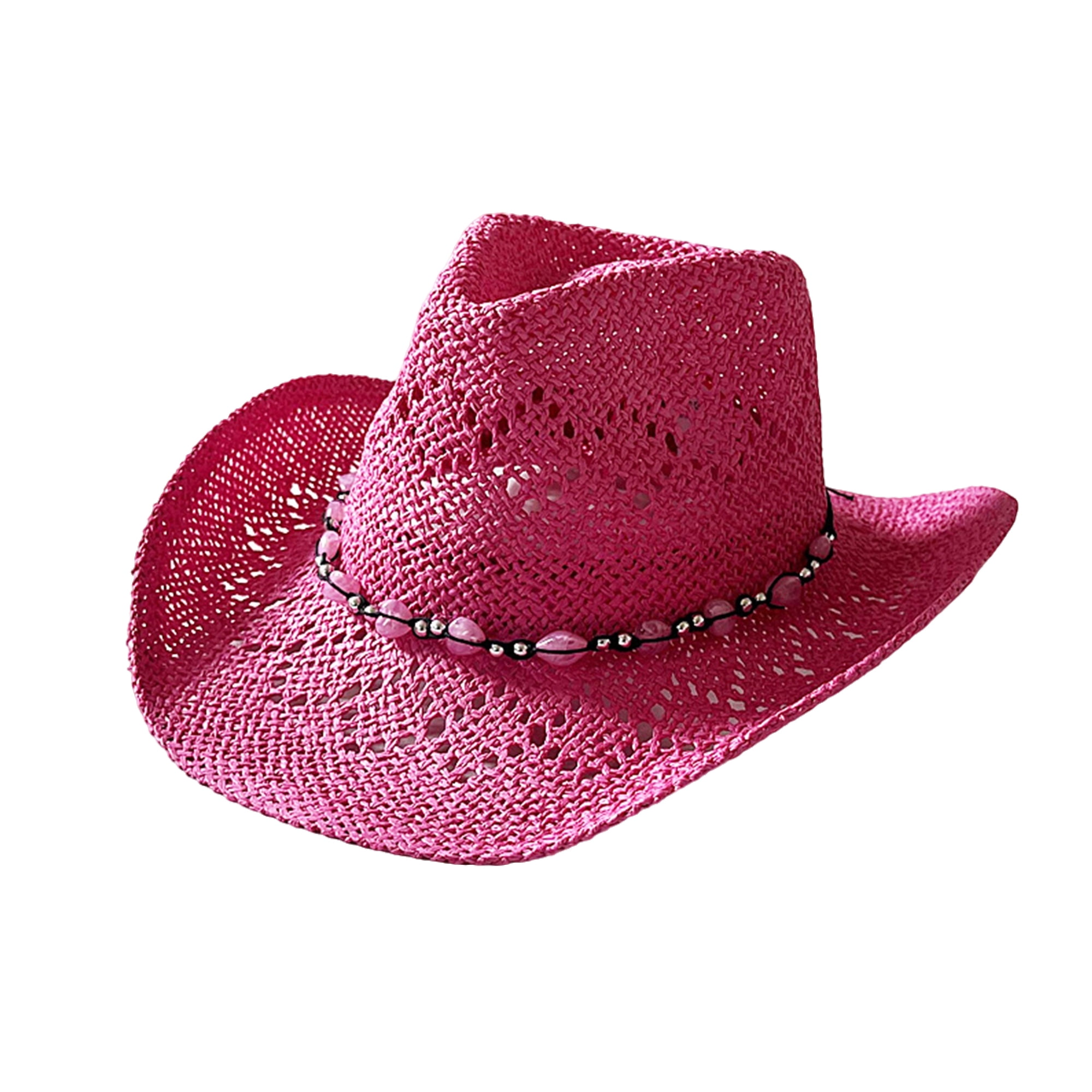 Straw Cowgirl Hats Eyelets Heart Beaded Western Style Sombreros ...