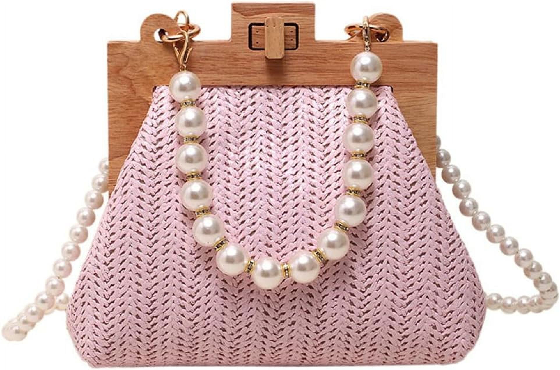 Straw Crossbody Bag For Women Woven Hobo Shoulder Bag Handbang Pearl ...