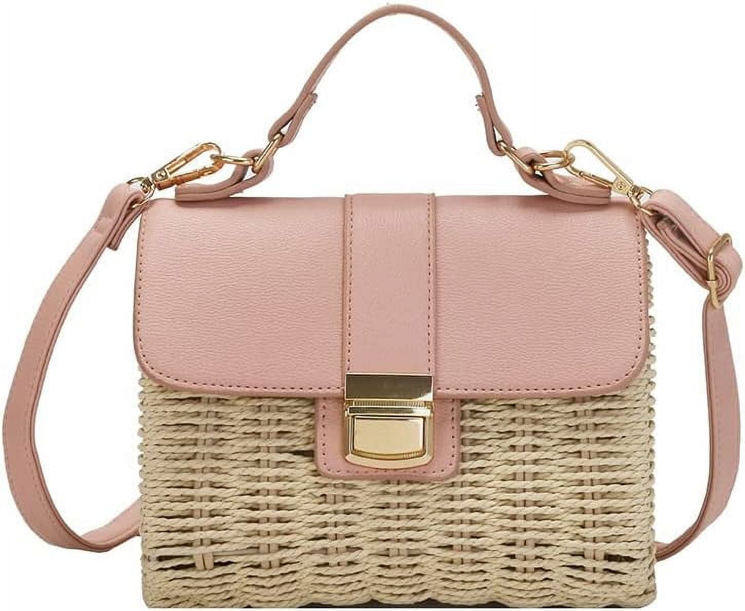 Straw Crossbody Bags for Women, Handmade Straw Rattan Woven Bag Top ...