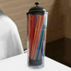 Youngever Straw Dispenser, Plastic Straw Holder with Lid, Drinking ...