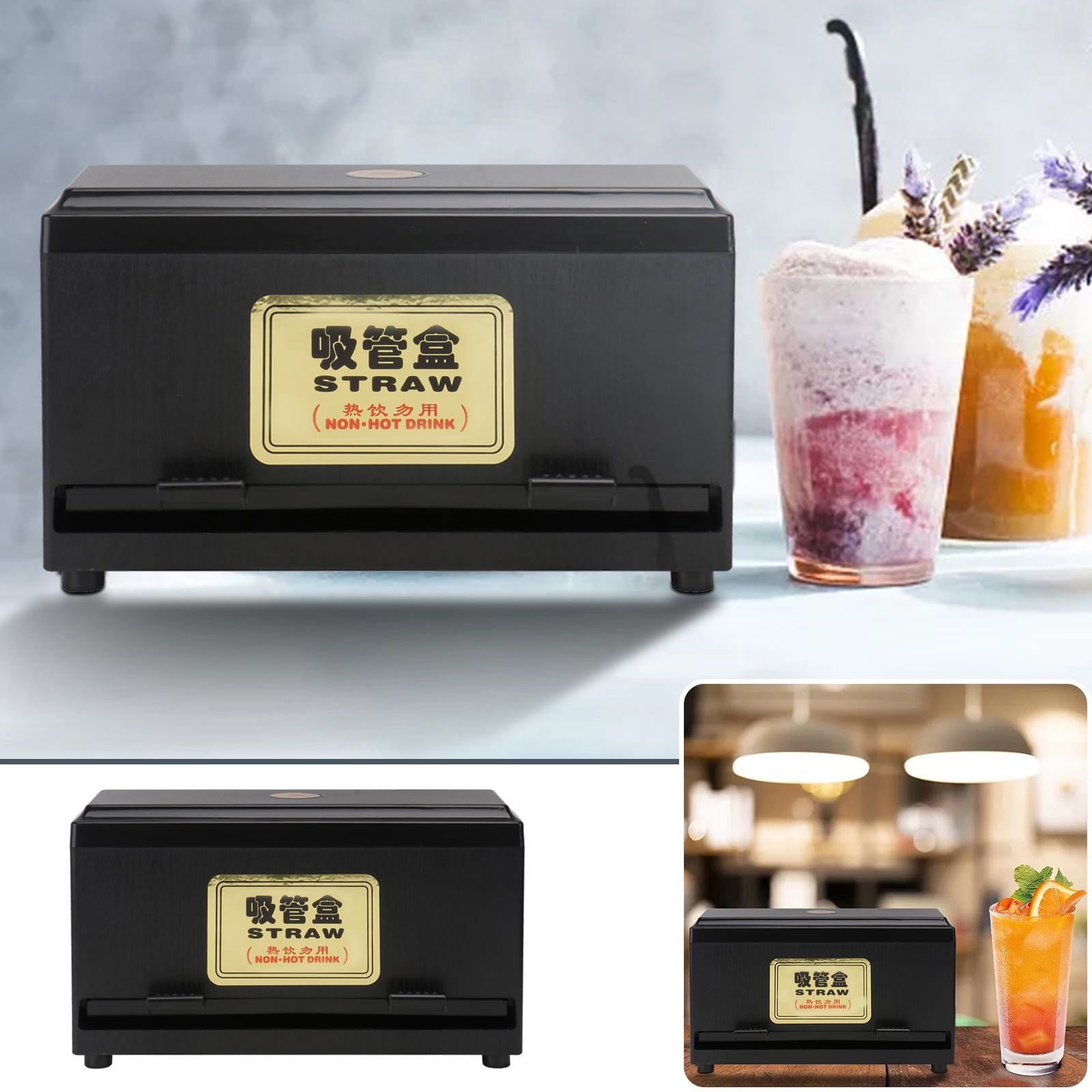 Straw Dispenser Holder Drinking Container Storage Box Pencil Counter ...